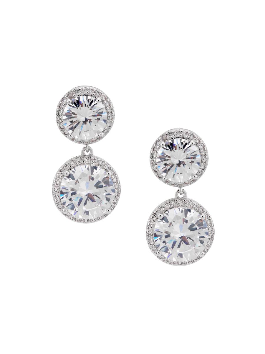 Shop Shashi Halo Sterling Silver & Cubic Zirconia Drop Earrings | Saks Fifth Avenue