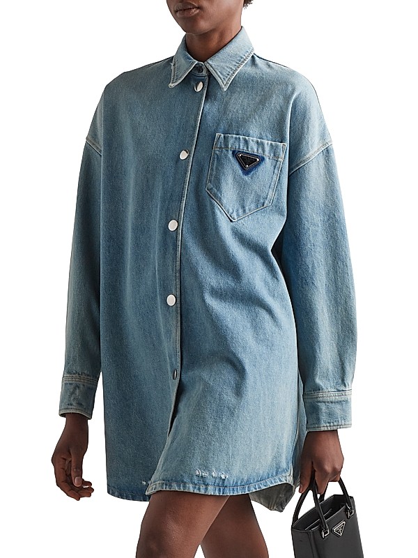 Shop Prada Oversized Denim Shirt | Saks Fifth Avenue Shop Prada Oversized Denim Shirt | Saks Fifth Avenue