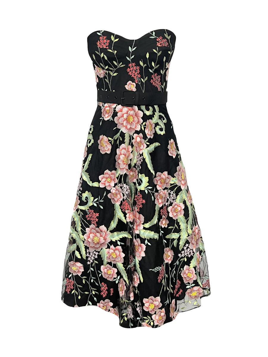 Dress The Population Mabel Floral Mididress | Saks Fifth Avenue