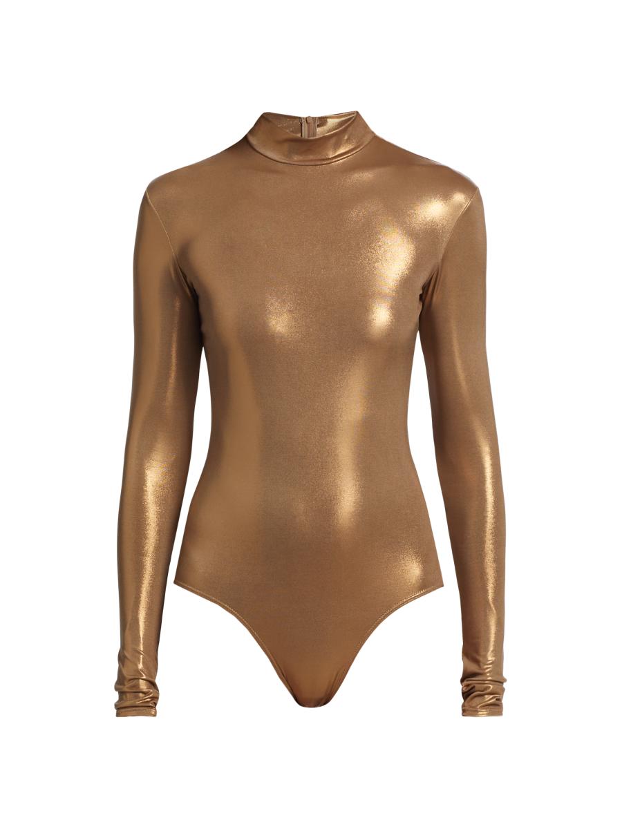 LaPointe Metallic Coated Jersey Bodysuit | Saks Fifth Avenue