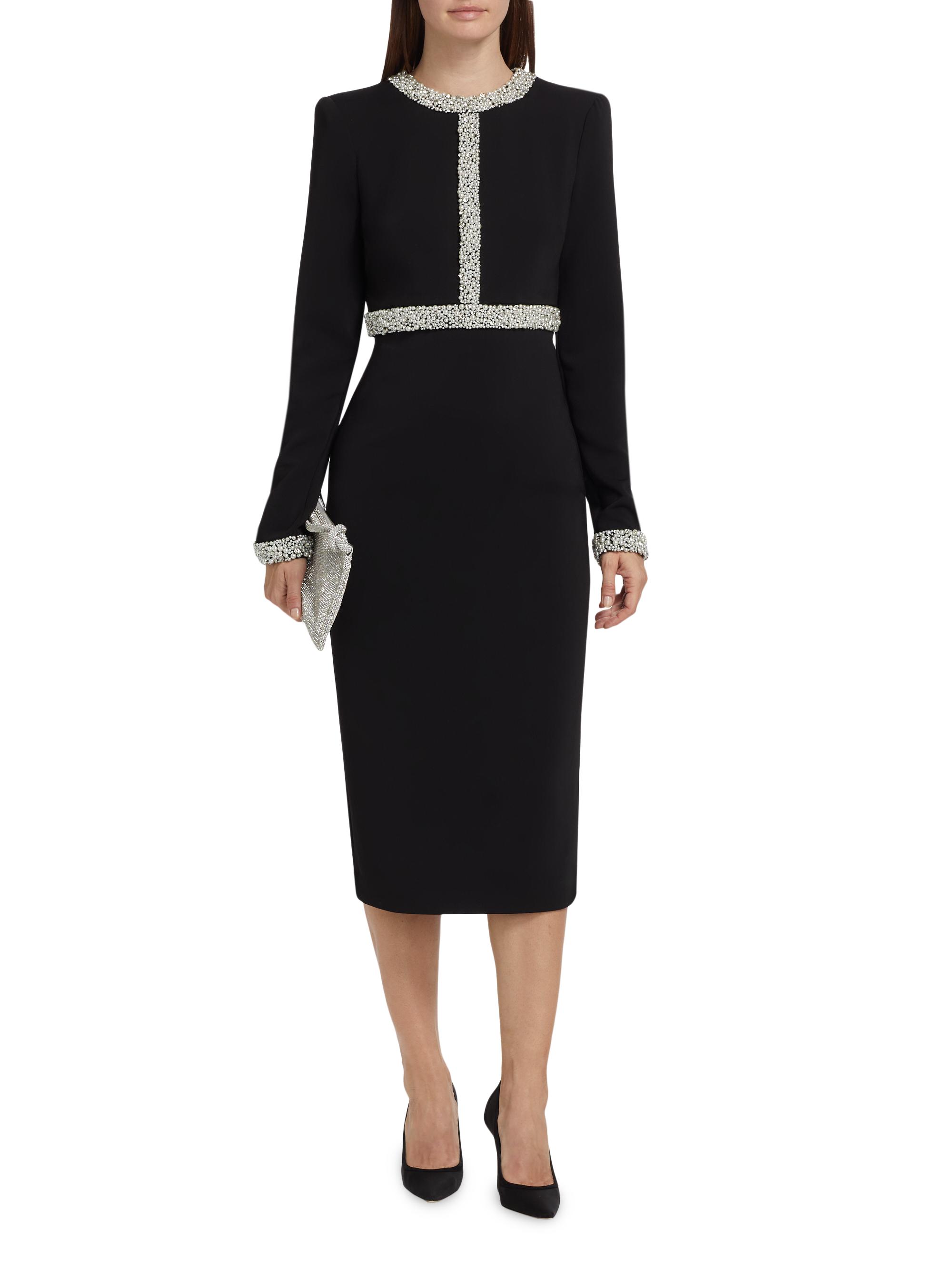Badgley Mischka Imitation Pearl-Embellished Cocktail Dress | Saks Fifth ...