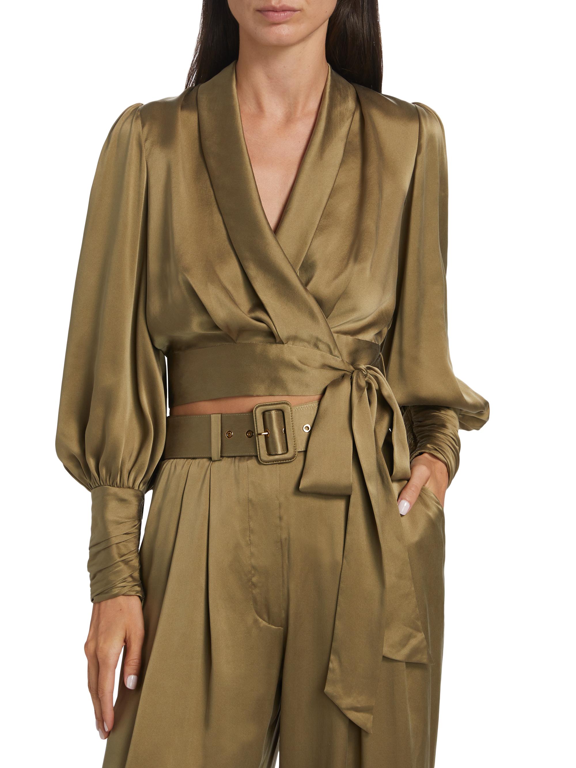 Zimmermann Silk Wrap-Front Crop Top | Saks Fifth Avenue