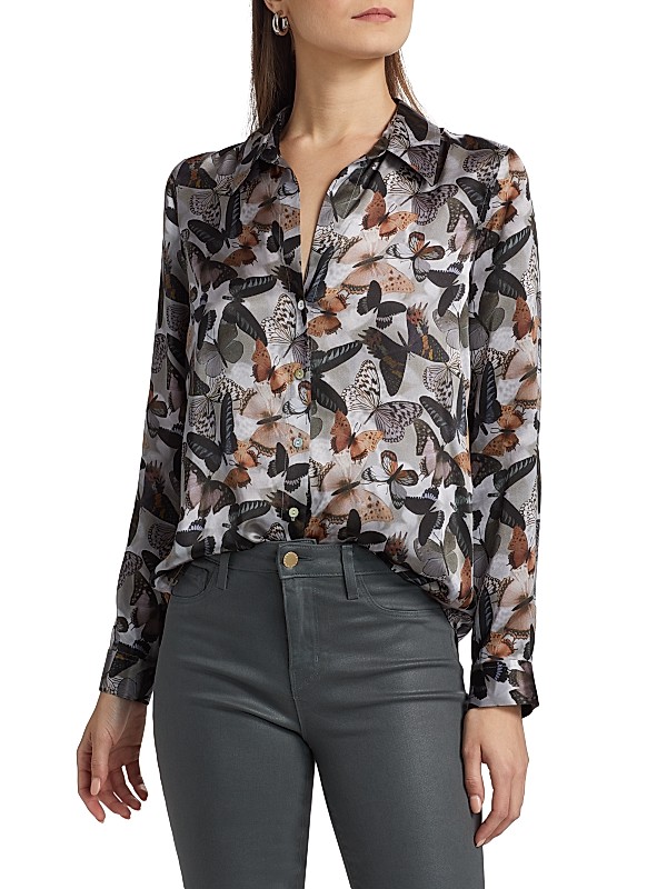 Shop L'AGENCE Tyler Butterfly Silk Blouse | Saks Fifth Avenue Shop L'AGENCE Tyler Butterfly Silk Blouse | Saks Fifth Avenue