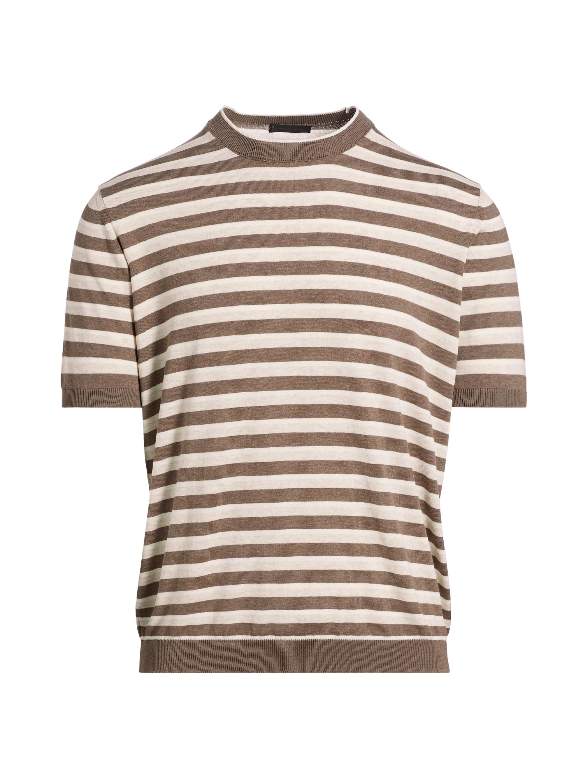 Shop Saks Fifth Avenue COLLECTION Striped Cotton Knit Crewneck T-Shirt ...