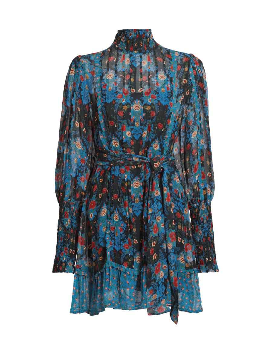 Farm Rio Arabesque Floral Highneck Minidress | Saks Fifth Avenue