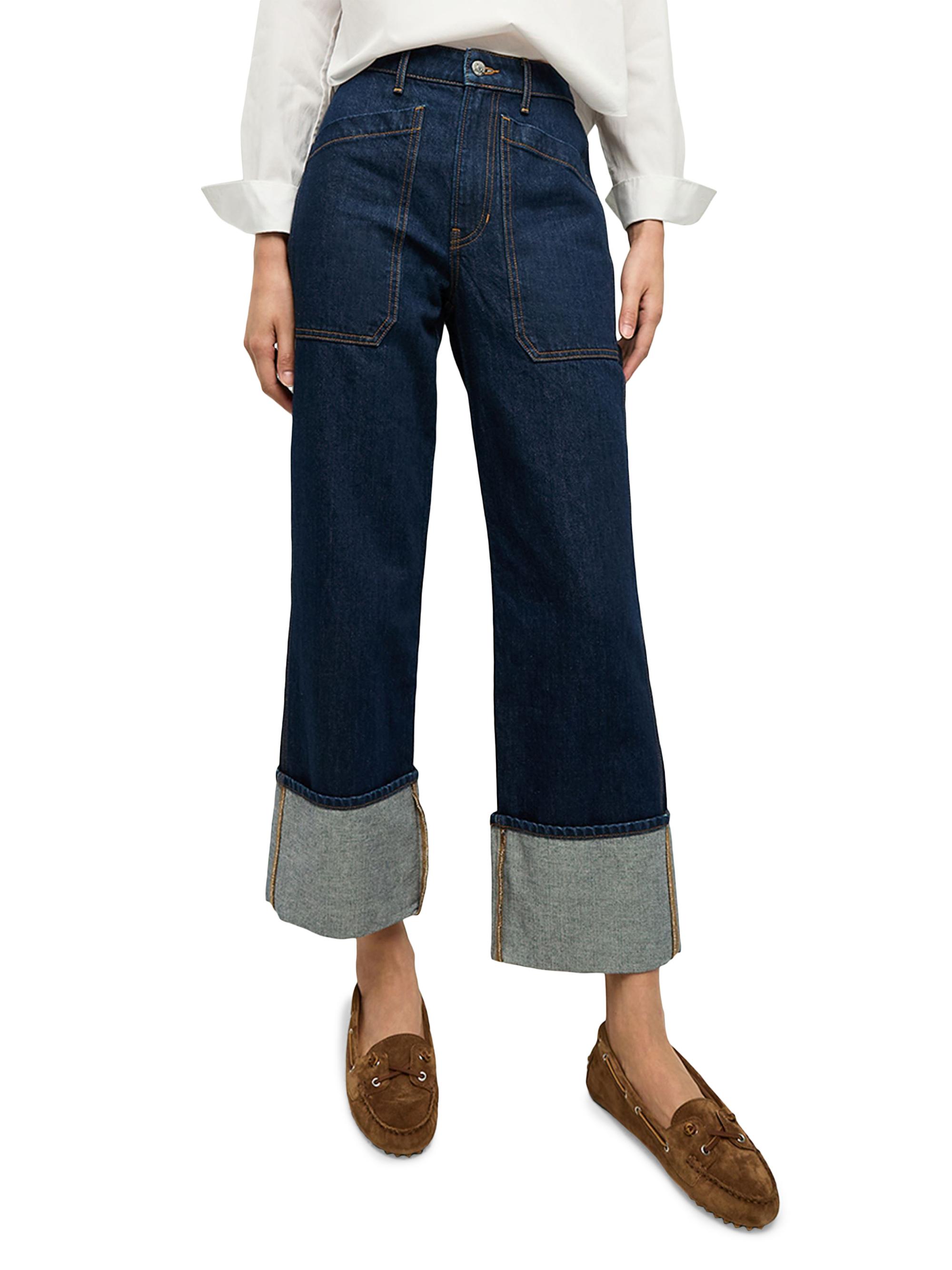 Veronica Beard Dylan Cuffed High-Rise Straight Jeans | Saks Fifth Avenue