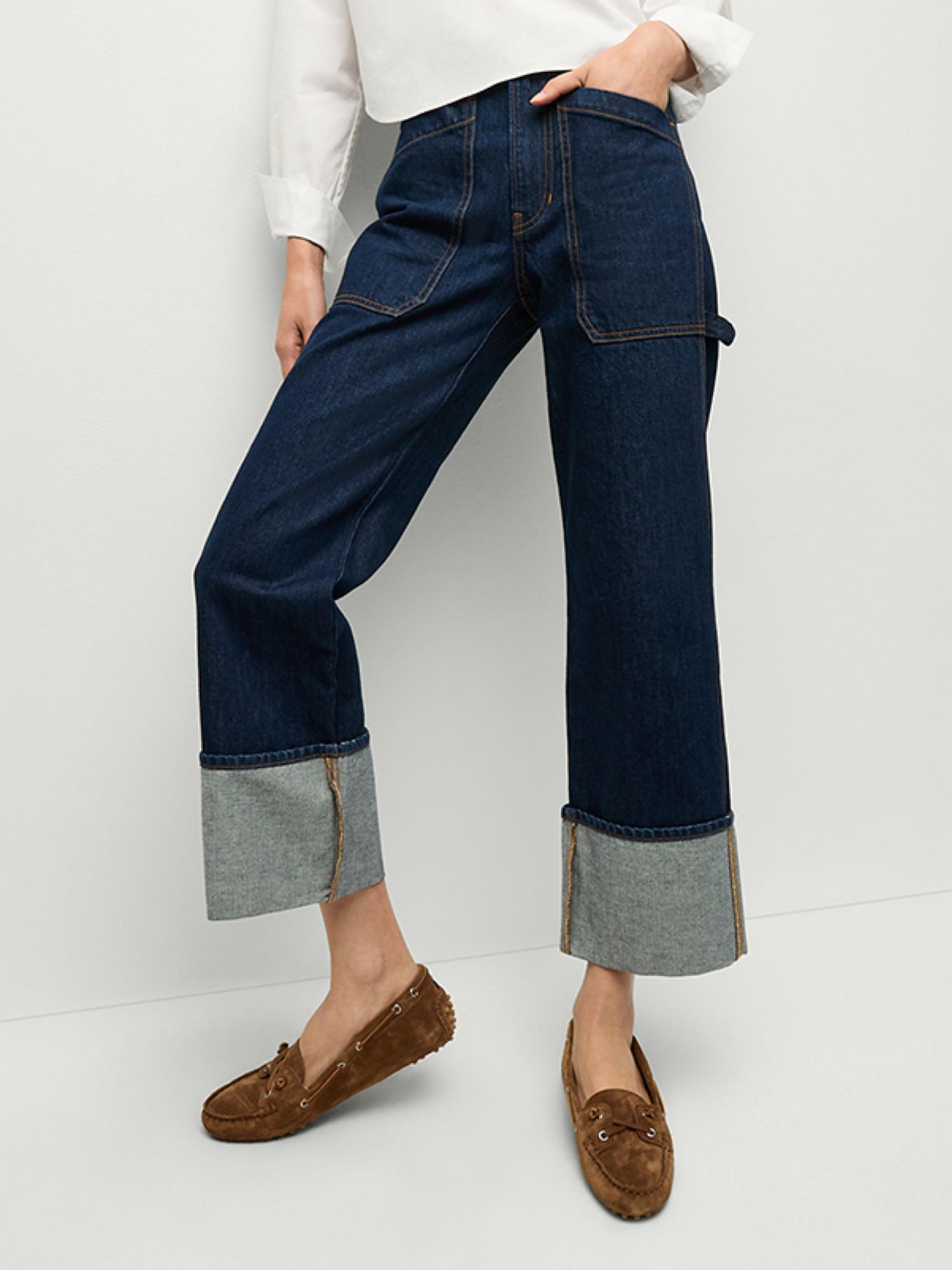 Veronica Beard Dylan Cuffed High-Rise Straight Jeans | Saks Fifth Avenue