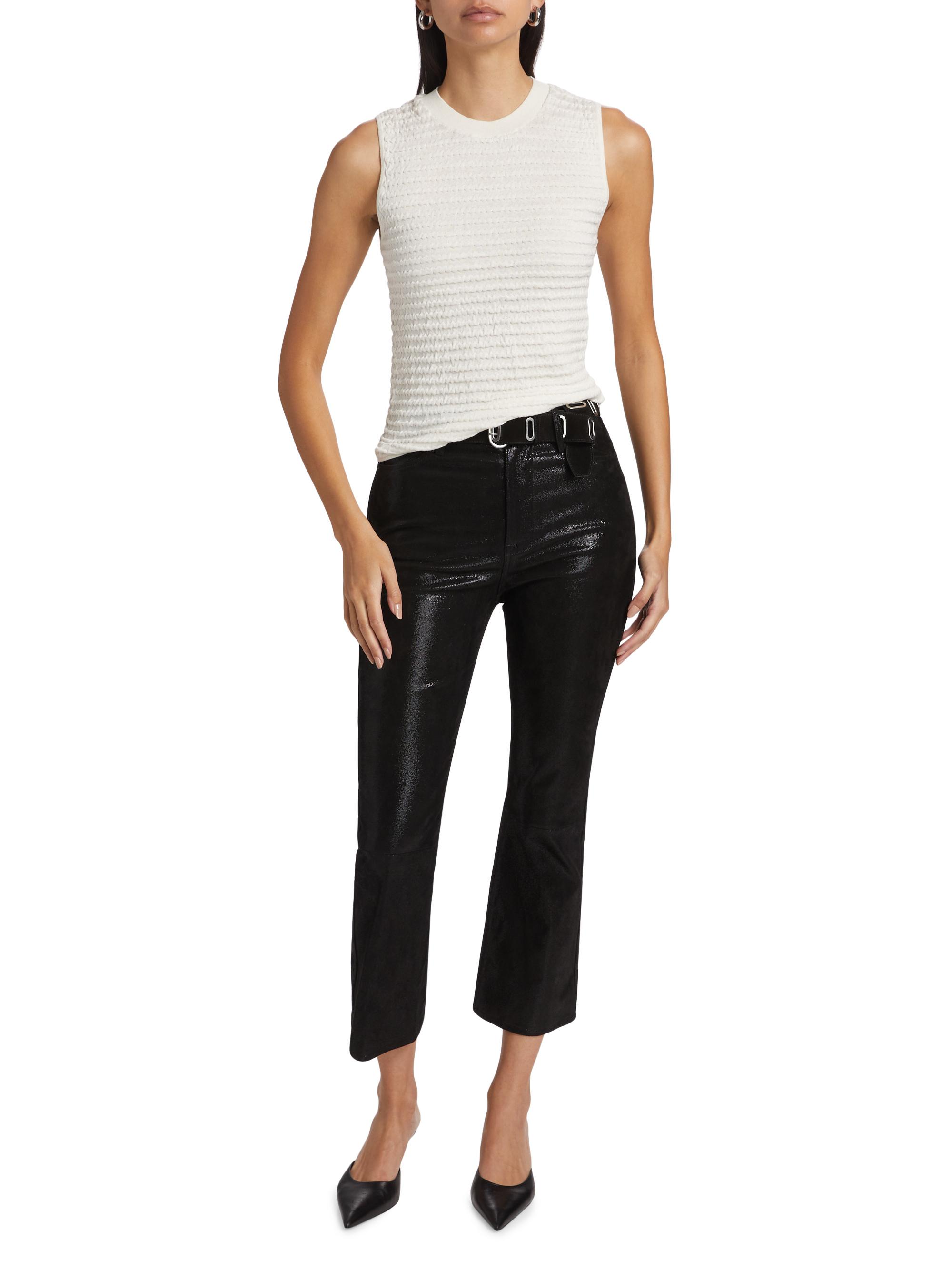 Frame Le Crop Mini Boot Leather Pants | Saks Fifth Avenue