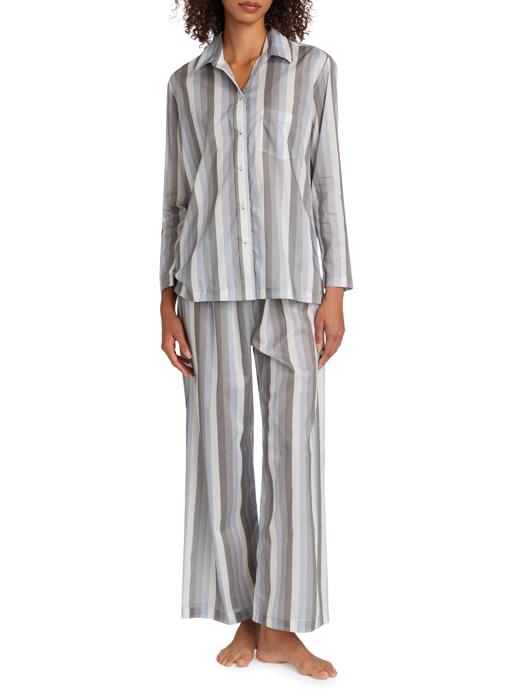 Pour Les Femmes Striped Cotton Long-Sleeve Pajamas | Saks Fifth Avenue