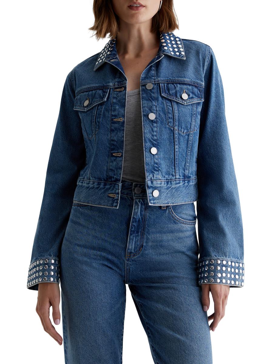 AG Jeans Isa Studded Denim Jacket | Saks Fifth Avenue