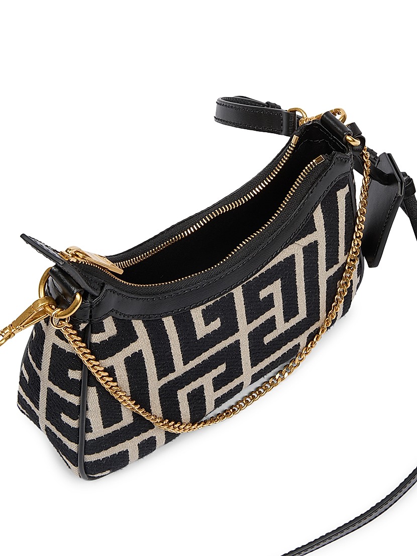 Shop Balmain B-Army Monogram Jacquard Shoulder Bag | Saks Shop Balmain B-Army Monogram Jacquard Shoulder Bag | Saks