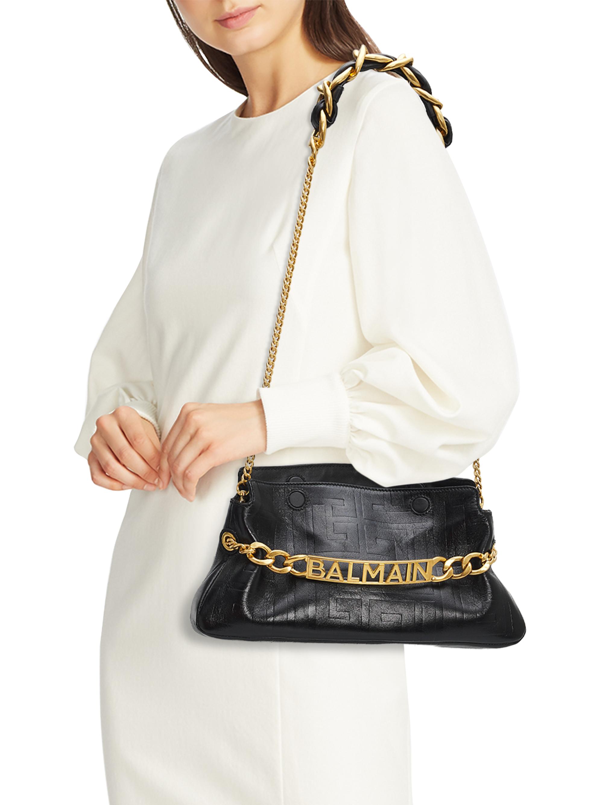 Balmain 1945 Crinkled Leather Soft Pouch | Saks Fifth Avenue