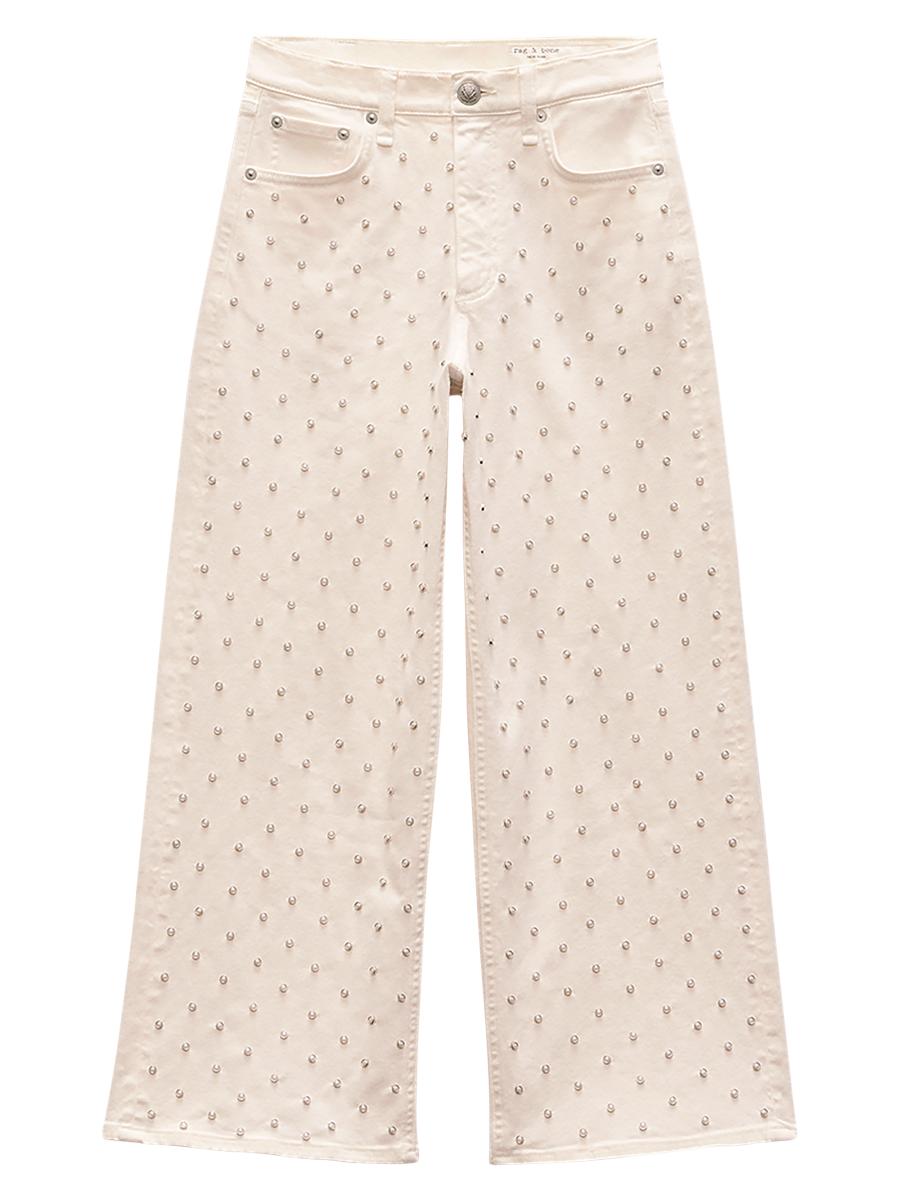 rag & bone Andi Faux Pearl High-Rise Wide-Leg Pants | Saks Fifth Avenue