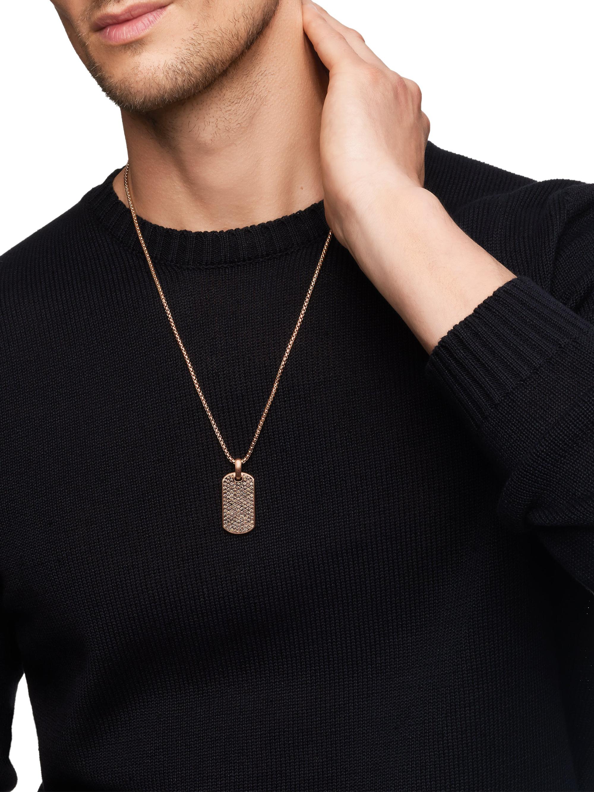 David Yurman Chevron Pavé Tag In 18K Rose Gold | Saks Fifth Avenue