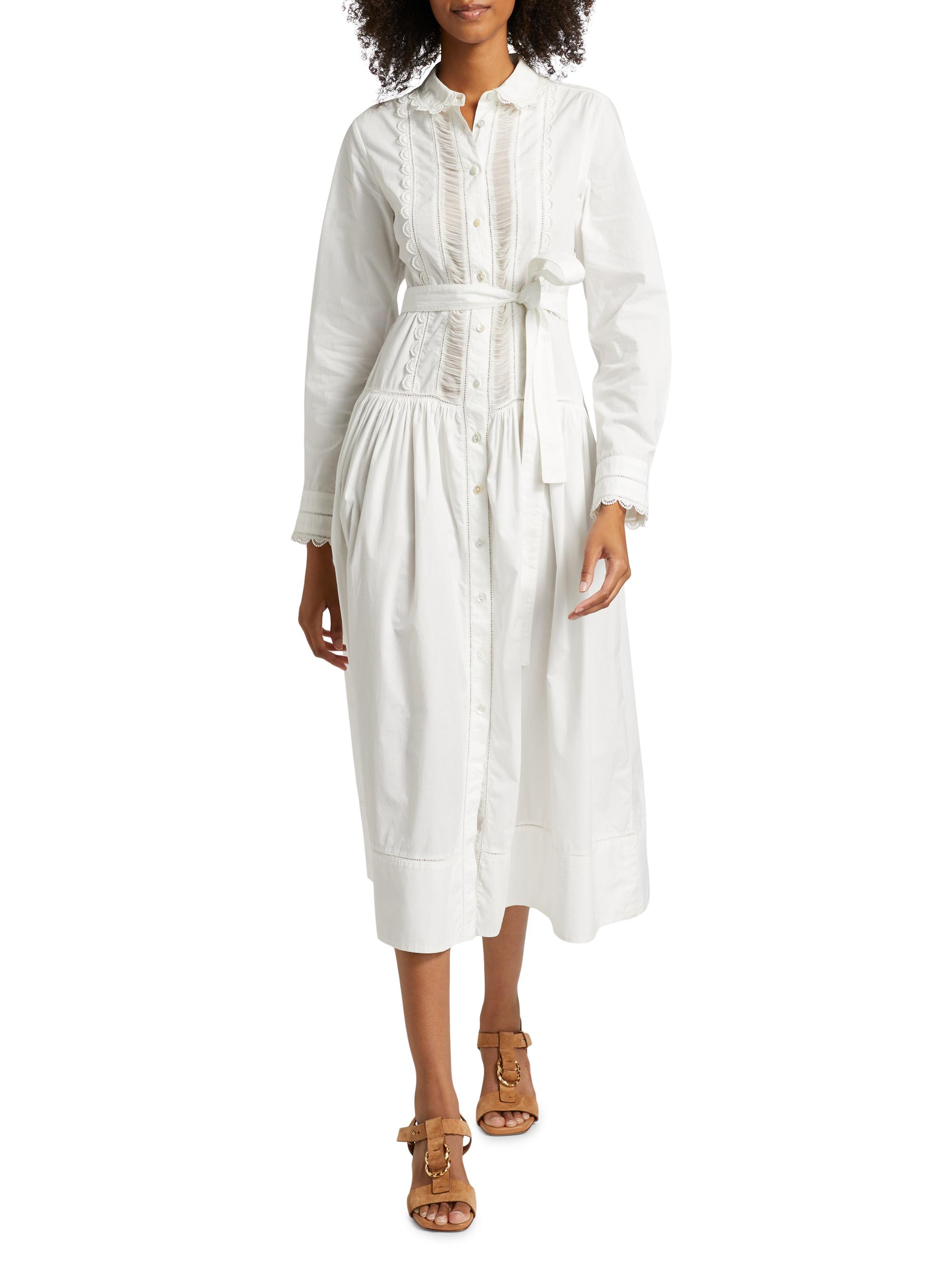 Ulla Johnson Ariane Tie-Waist Cotton Shirtdress | Saks Fifth Avenue