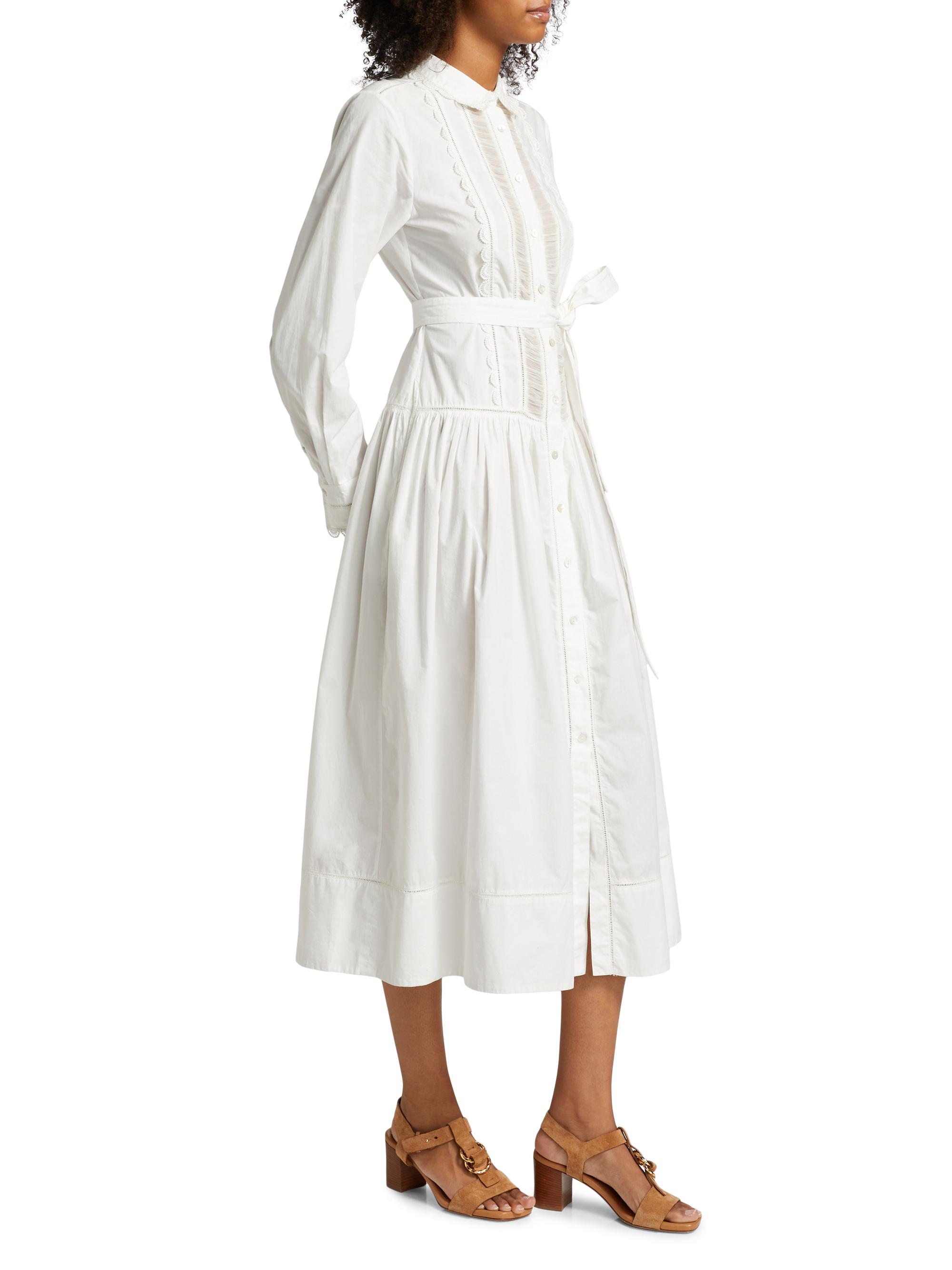 Ulla Johnson Ariane Tie-Waist Cotton Shirtdress | Saks Fifth Avenue