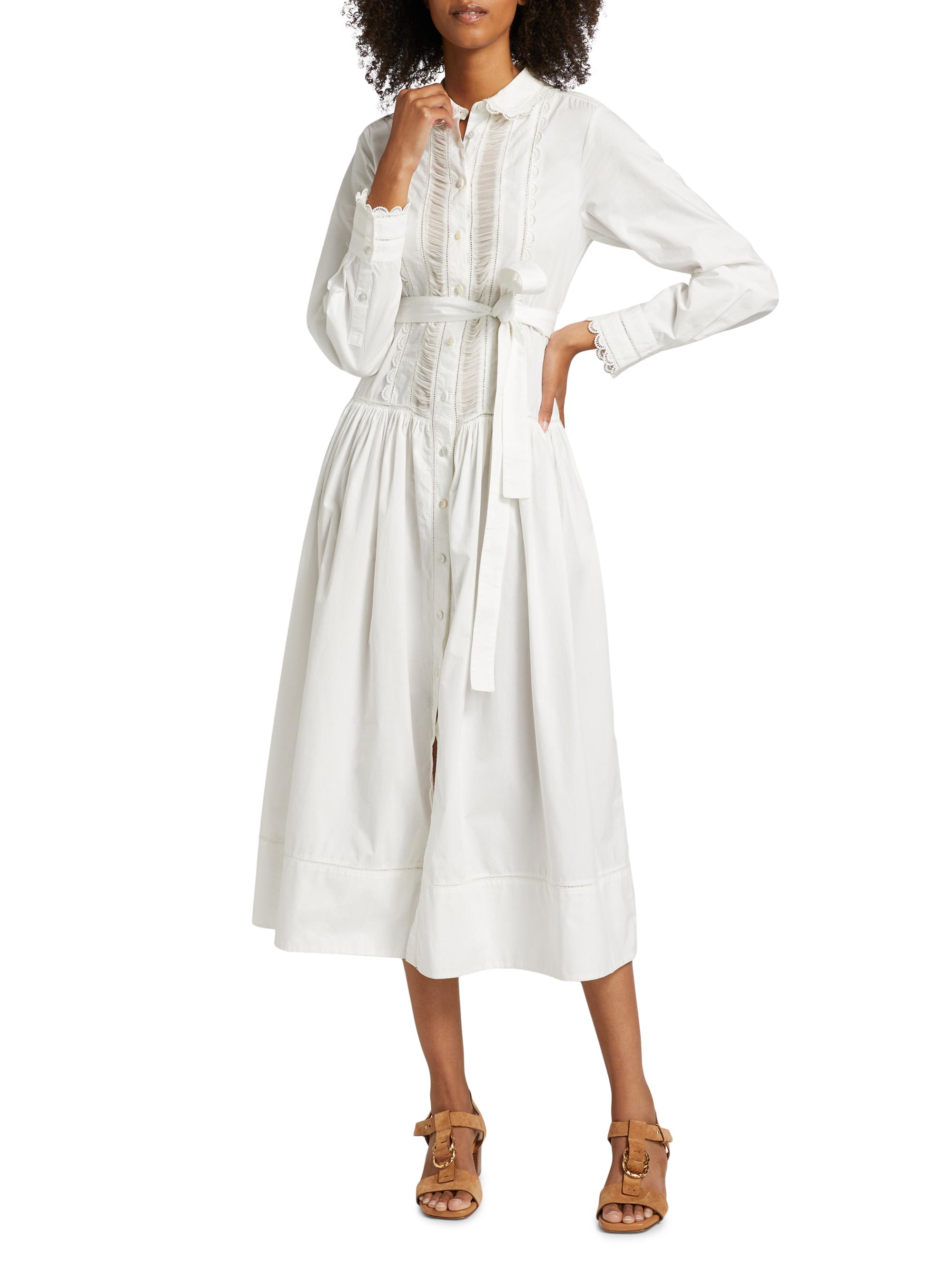 Ulla Johnson Ariane Tie-Waist Cotton Shirtdress | Saks Fifth Avenue