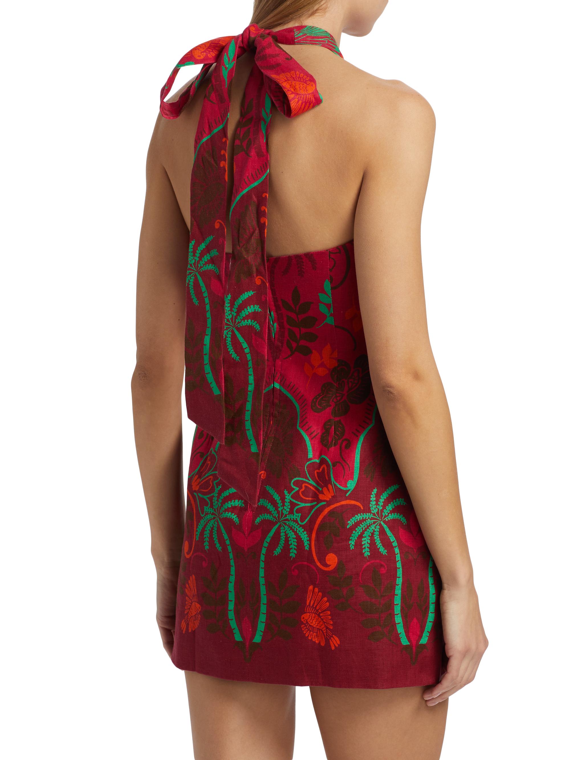 Cara Cara Perla Tropical Halter Minidress | Saks Fifth Avenue