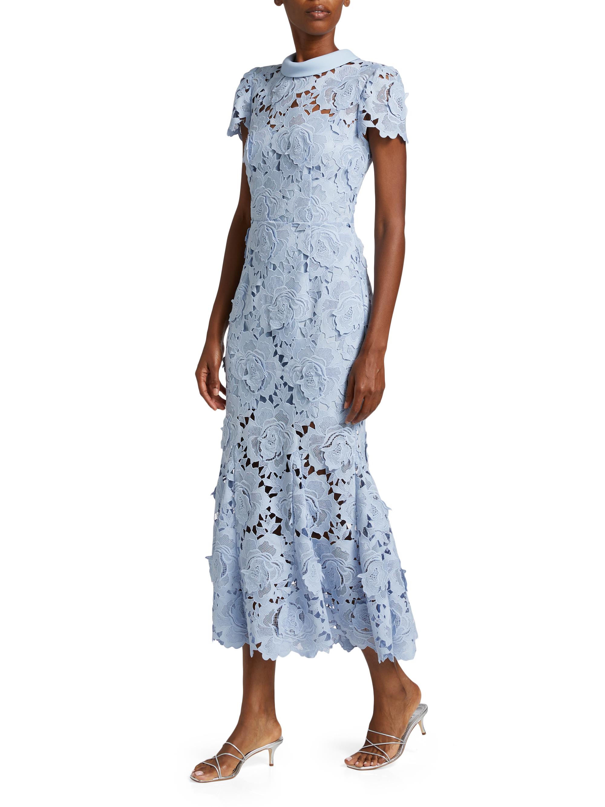 Self-Portrait Floral Lace Fit & Flare Midi Dress | Saks Fifth Avenue