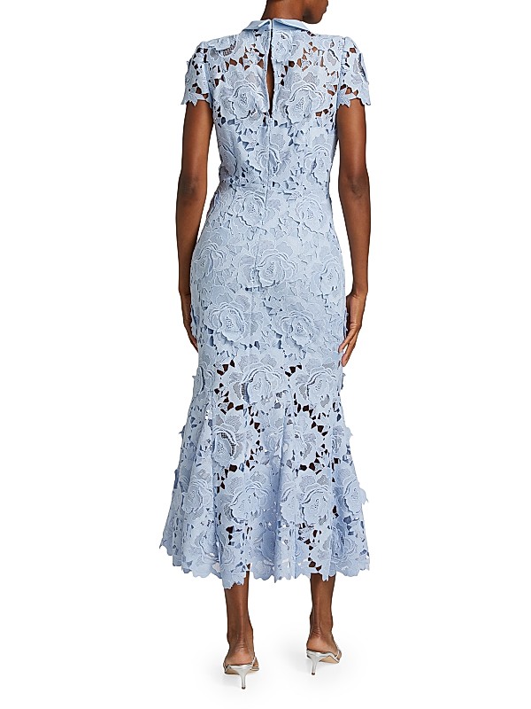 Shop Self-Portrait Floral Lace Fit & Flare Midi Dress | Saks Shop Self-Portrait Floral Lace Fit & Flare Midi Dress | Saks