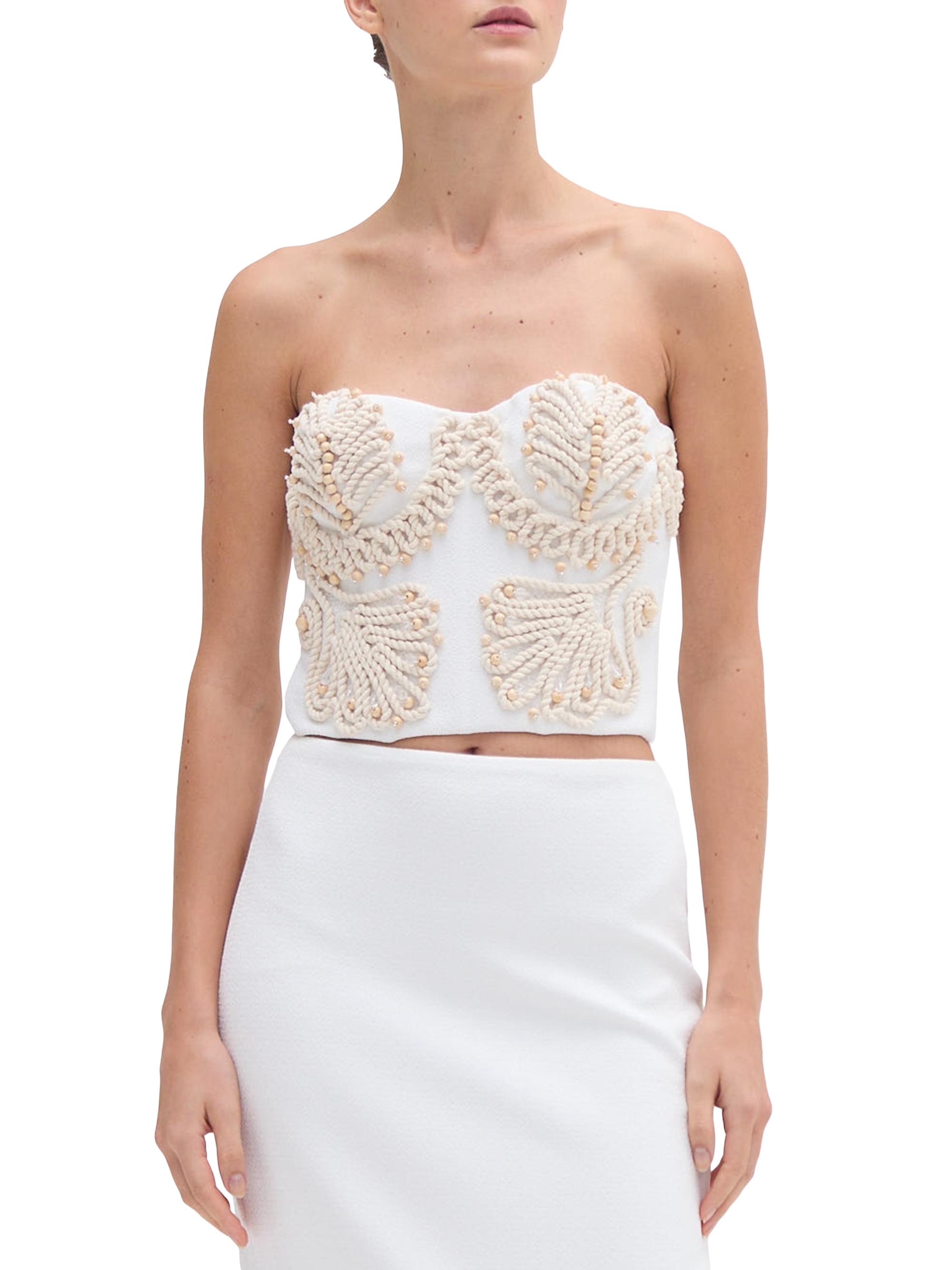 PatBO Dune Beaded Rope-Trimmed Corset Top | Saks Fifth Avenue