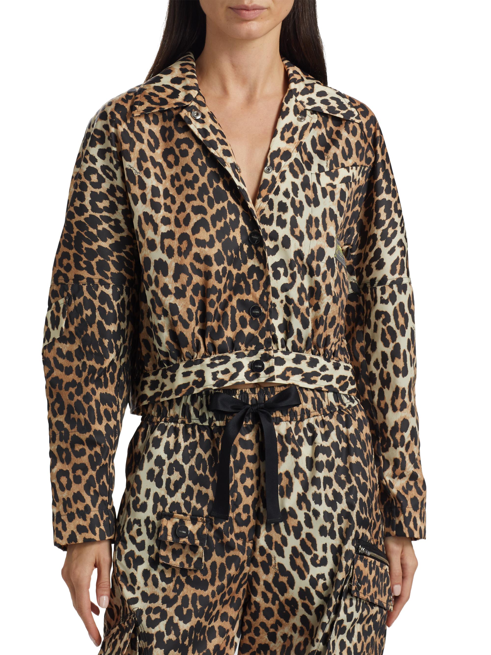Ganni Duchesse Leopard Short Jacket | Saks Fifth Avenue