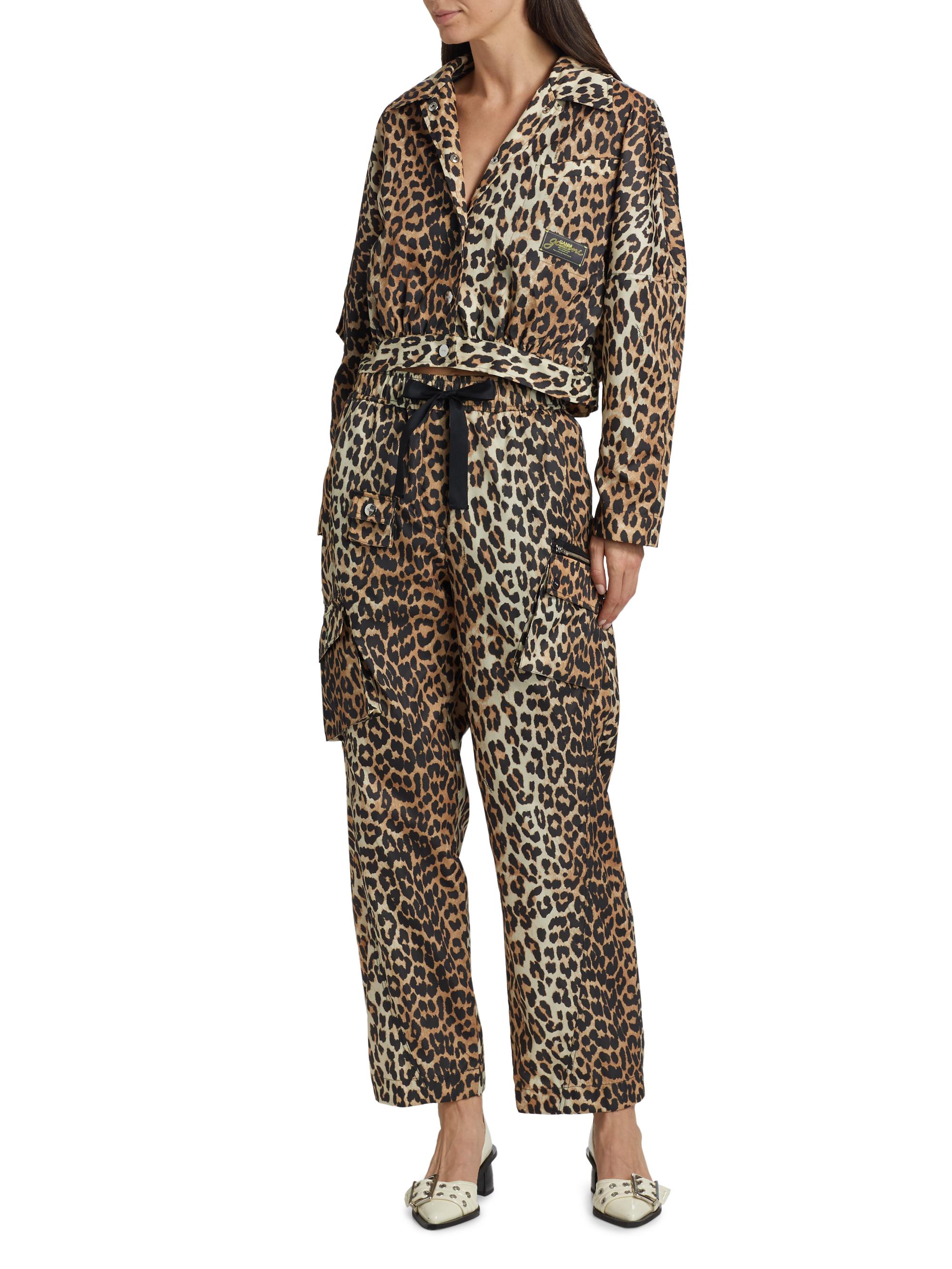 Ganni Duchesse Leopard Short Jacket | Saks Fifth Avenue