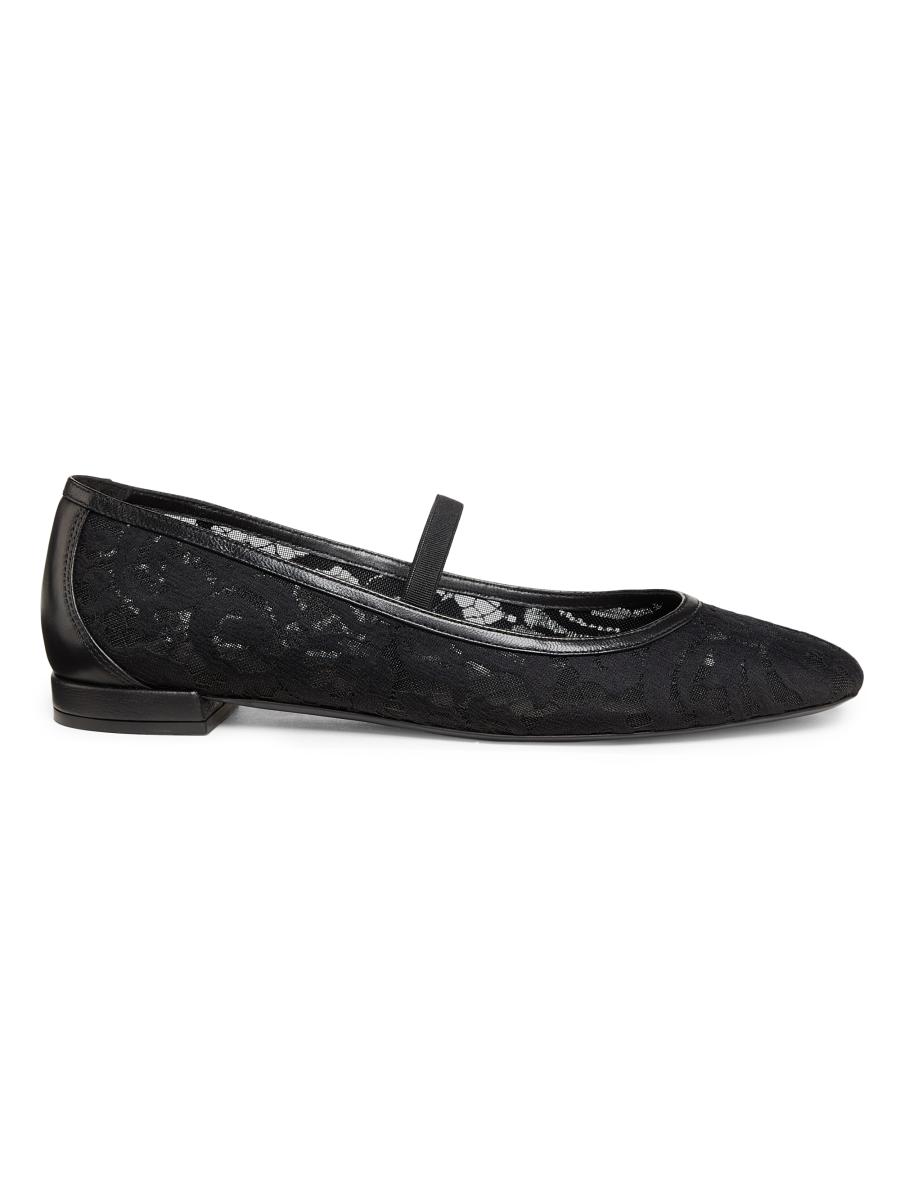 Stuart Weitzman Arabella Garden Lace & Leather Flats | Saks Fifth
