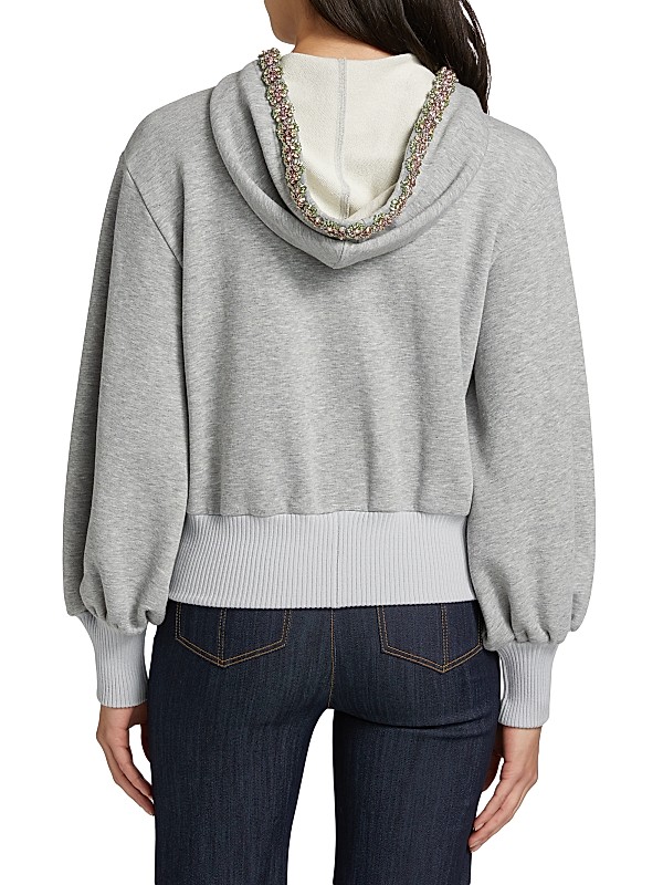 Shop Cinq à Sept Maddie Crystal-Embellished Zip Hoodie Shop Cinq à Sept Maddie Crystal-Embellished Zip Hoodie