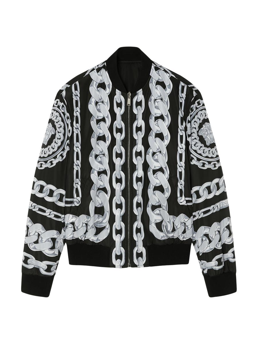 Versace Reversible Chains Print & Solid Technical Fabric Jacket | Saks ...