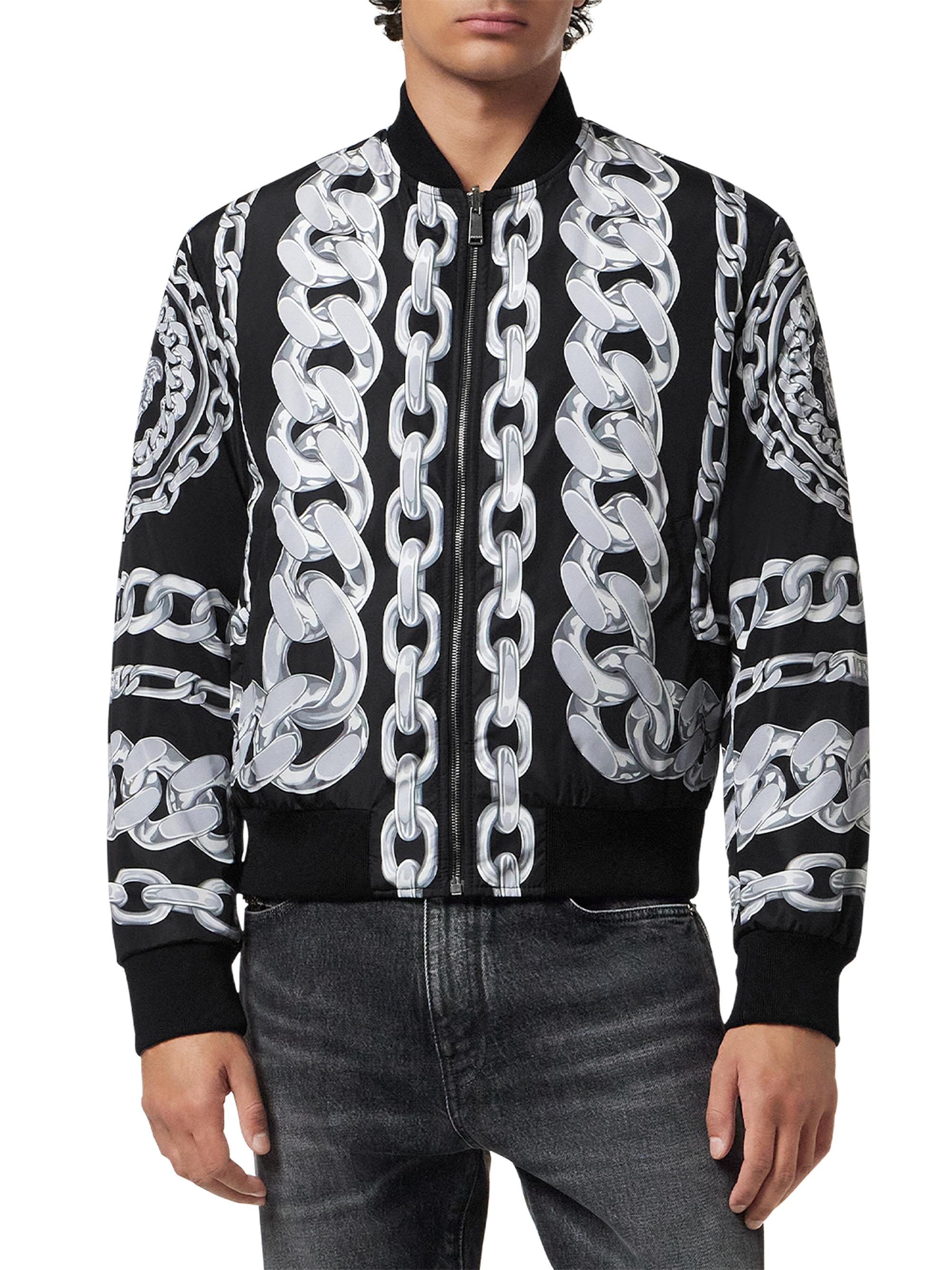 Versace Reversible Chains Print & Solid Technical Fabric Jacket | Saks ...