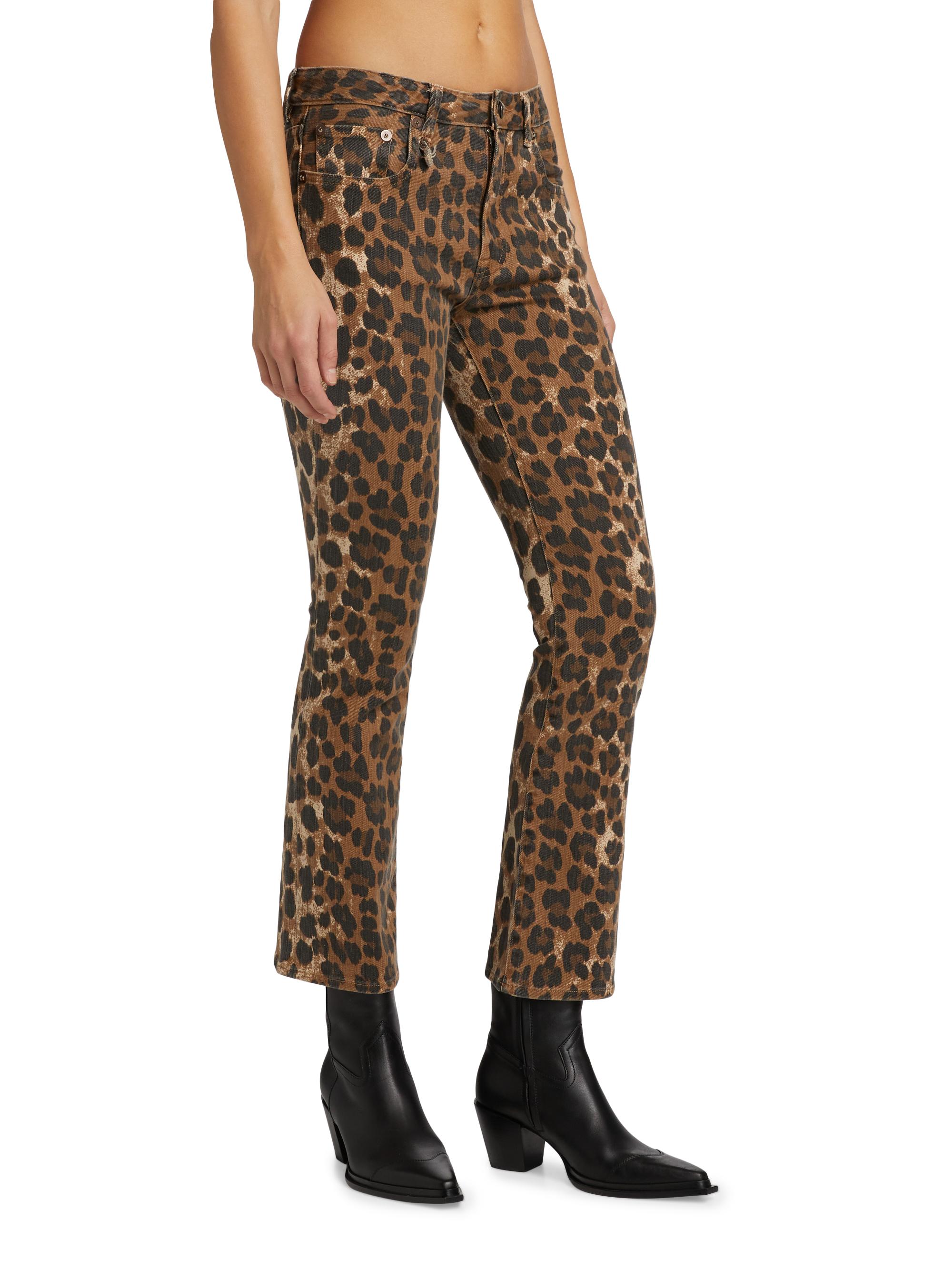 R13 Kick Fit Stretch Leopard Mid-Rise Flare Jeans | Saks Fifth Avenue