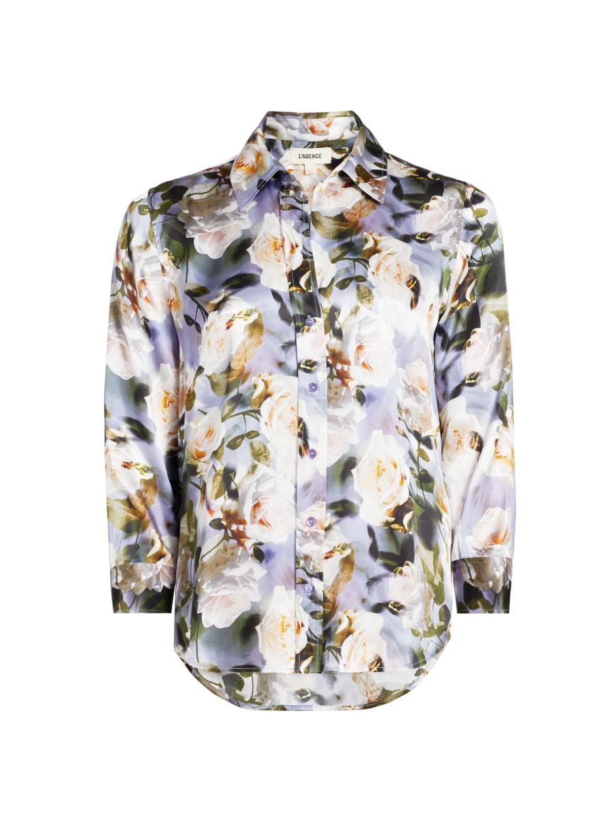 L'AGENCE Dani Floral Silk Shirt | Saks Fifth Avenue