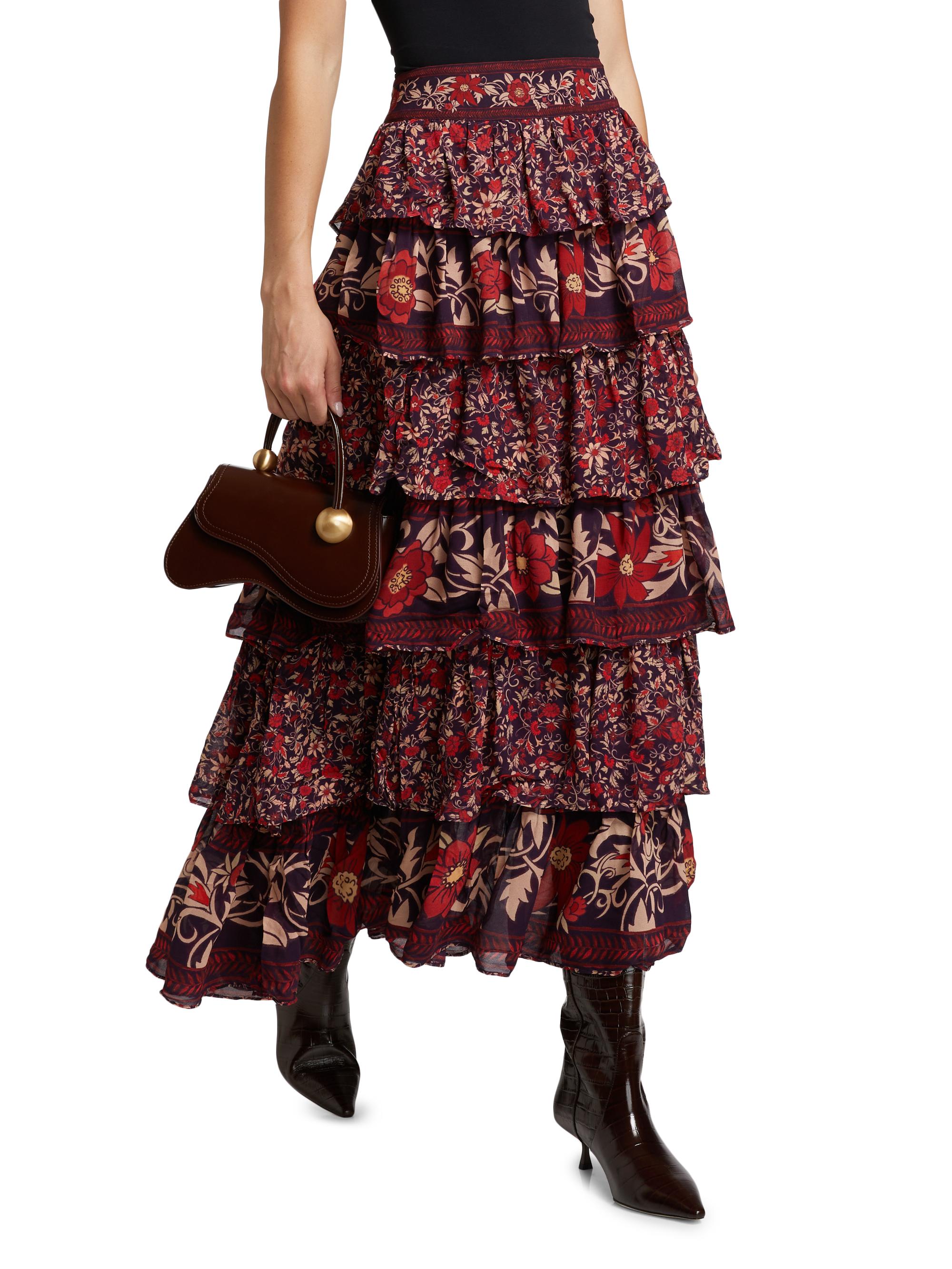 Farm Rio Chelsea Garden Ruffled Maxi Skirt | Saks Fifth Avenue