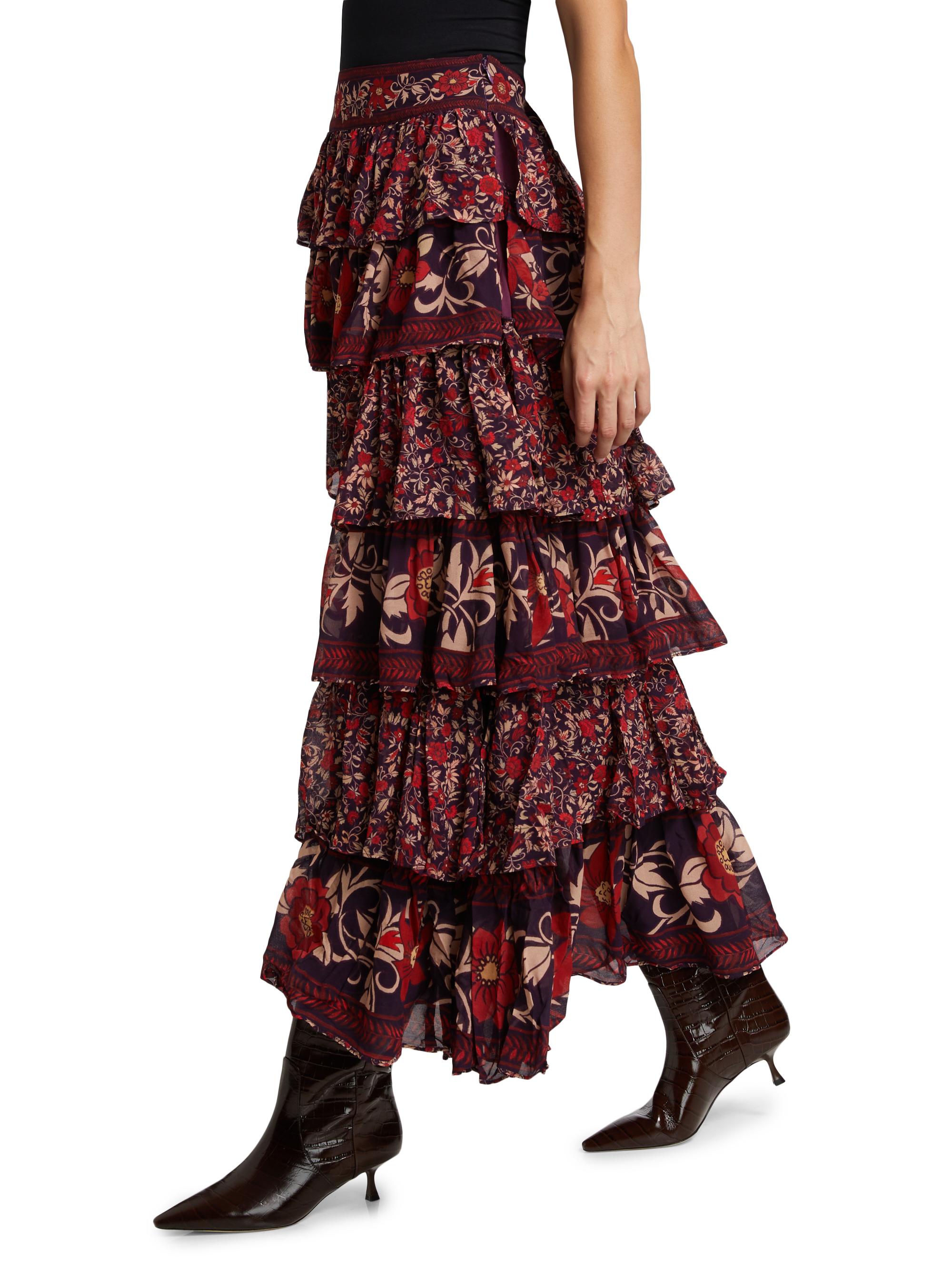 Farm Rio Chelsea Garden Ruffled Maxi Skirt | Saks Fifth Avenue