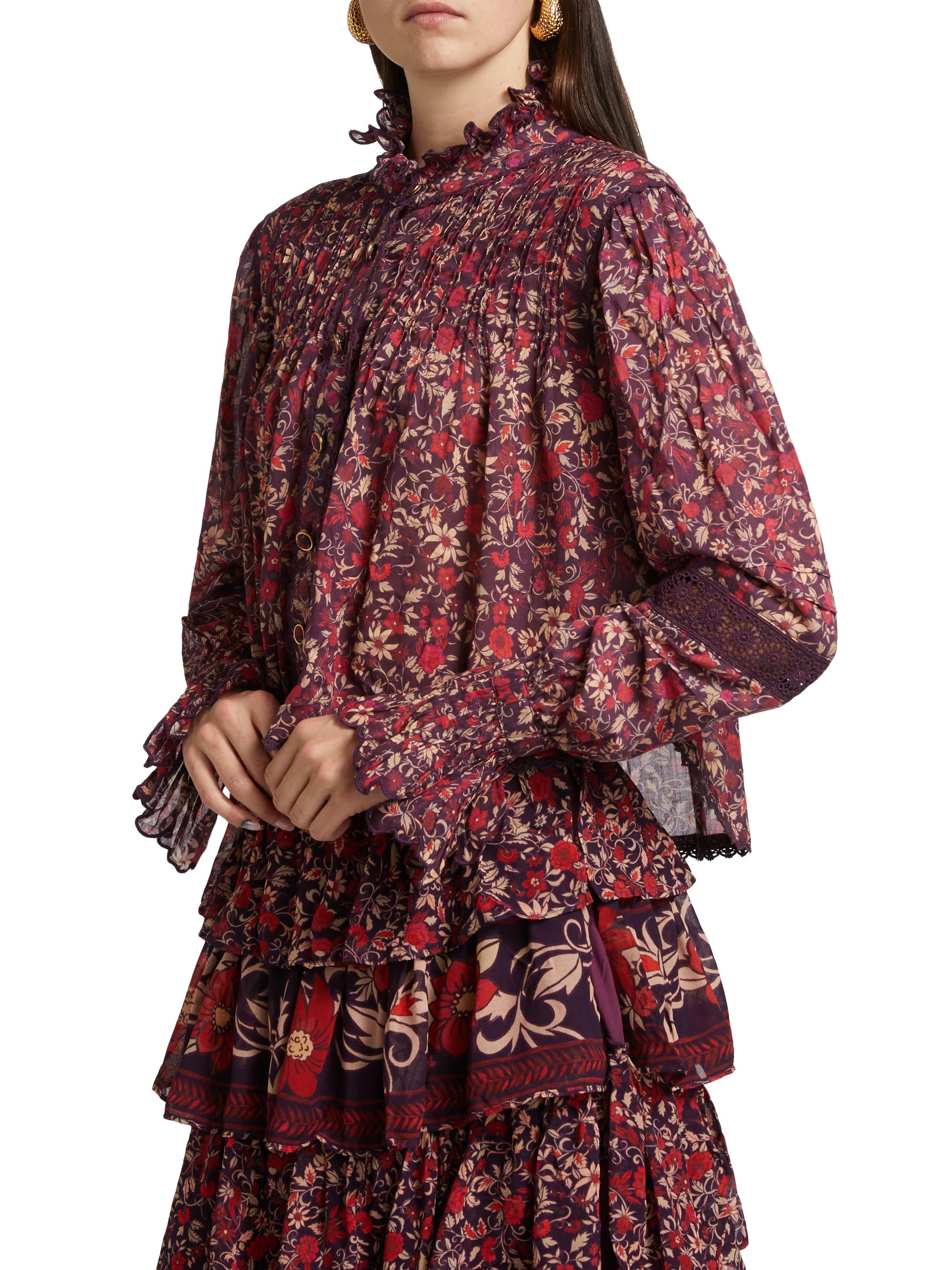 Farm Rio Chelsea Floral Cotton Blouse | Saks Fifth Avenue