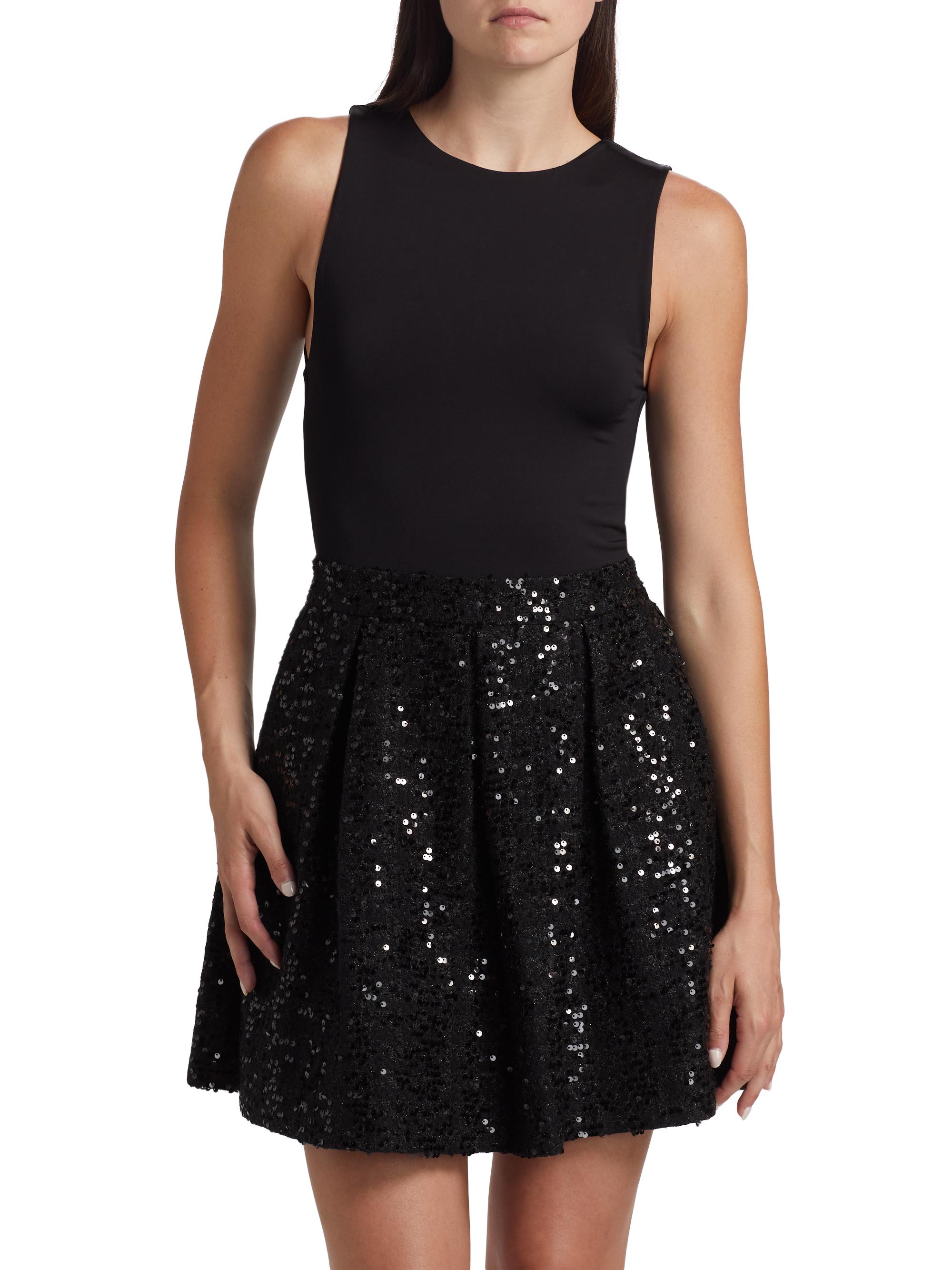 ALICE + OLIVIA Chara Sequined Fit & Flare Minidress | Saks Fifth Avenue