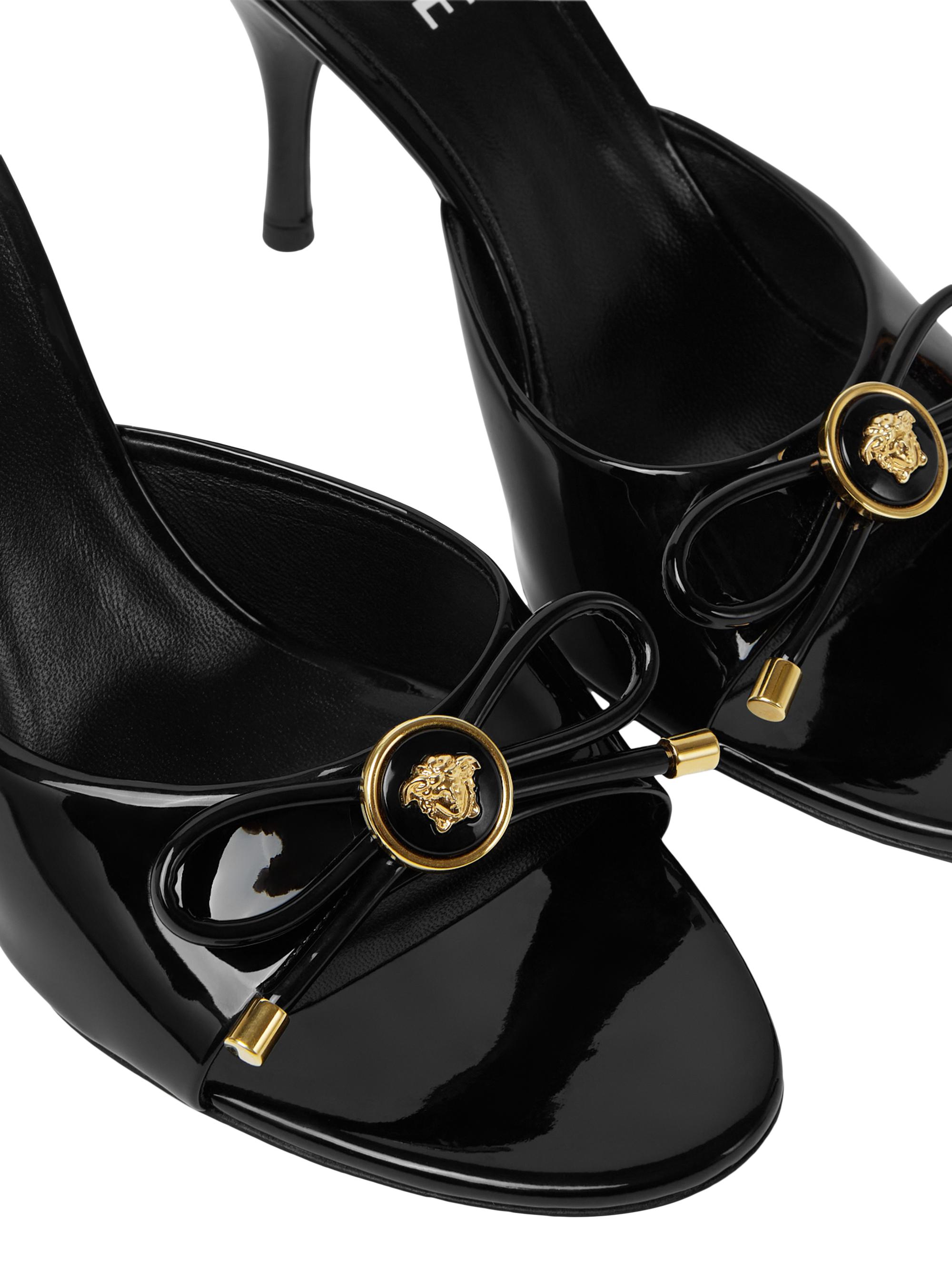 Versace Opera Bow 85MM Patent Leather Mules | Saks Fifth Avenue