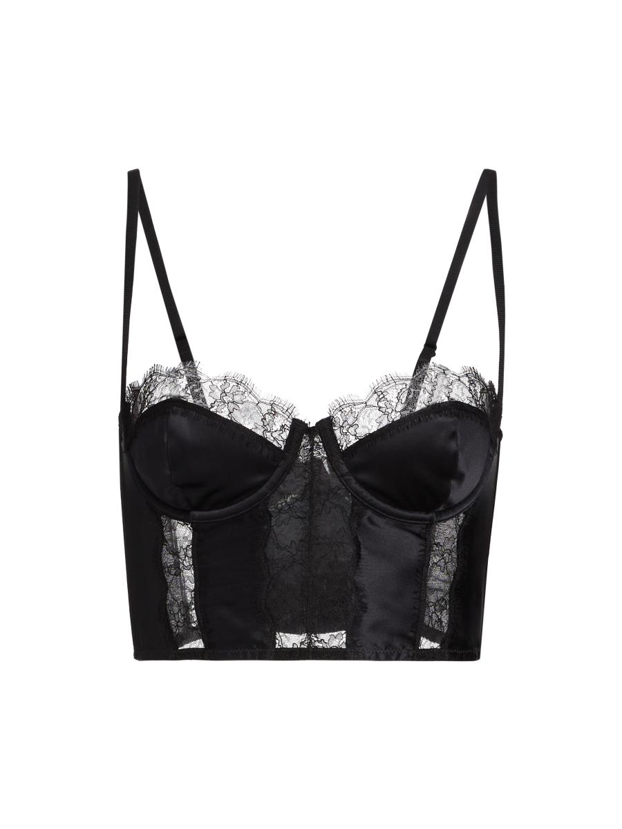 Kiki de Montparnasse Satin & Lace Longline Bra | Saks Fifth Avenue