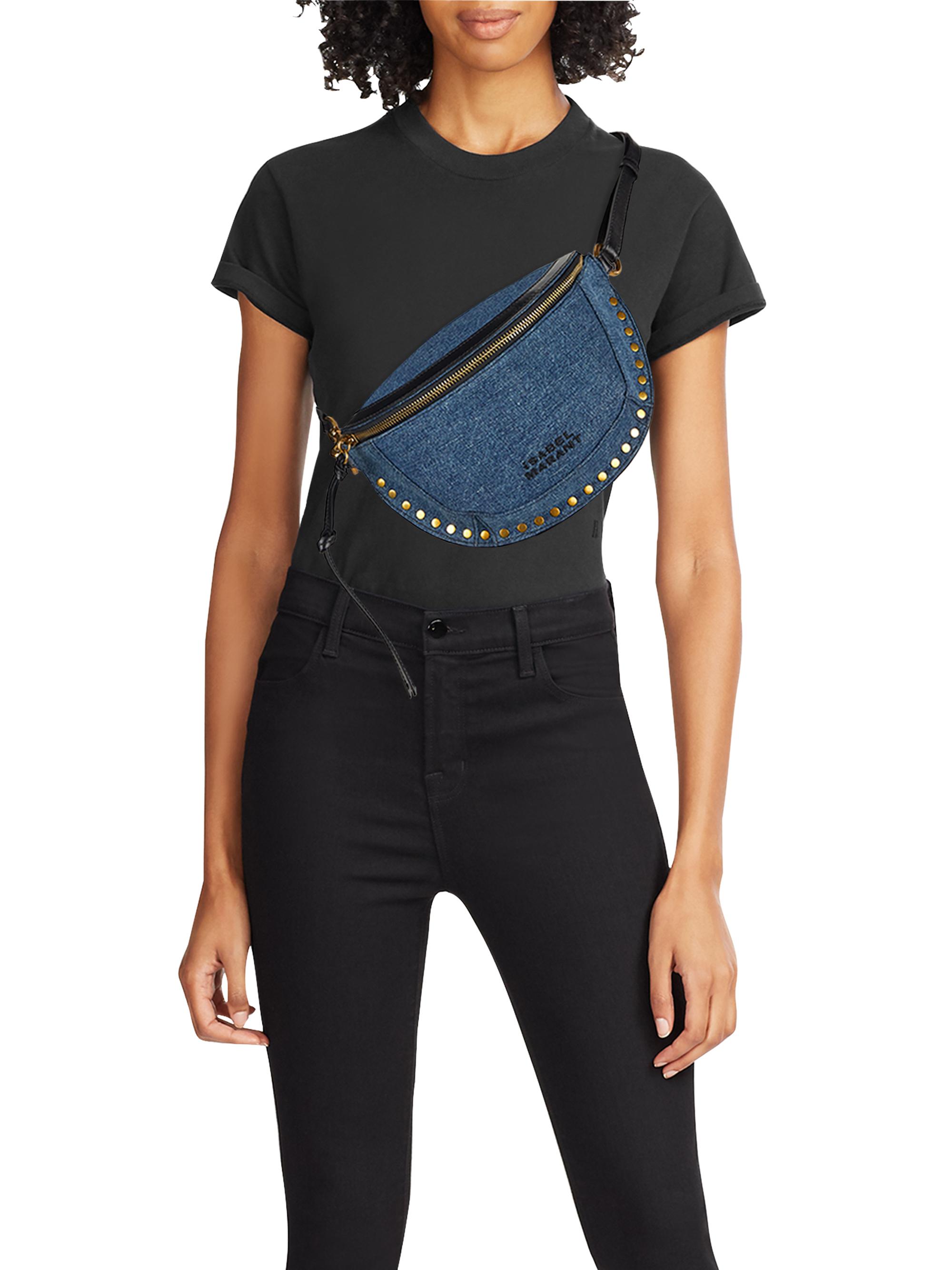 Isabel Marant Skano Studded Leather-Trimmed Denim Belt Bag | Saks Fifth ...