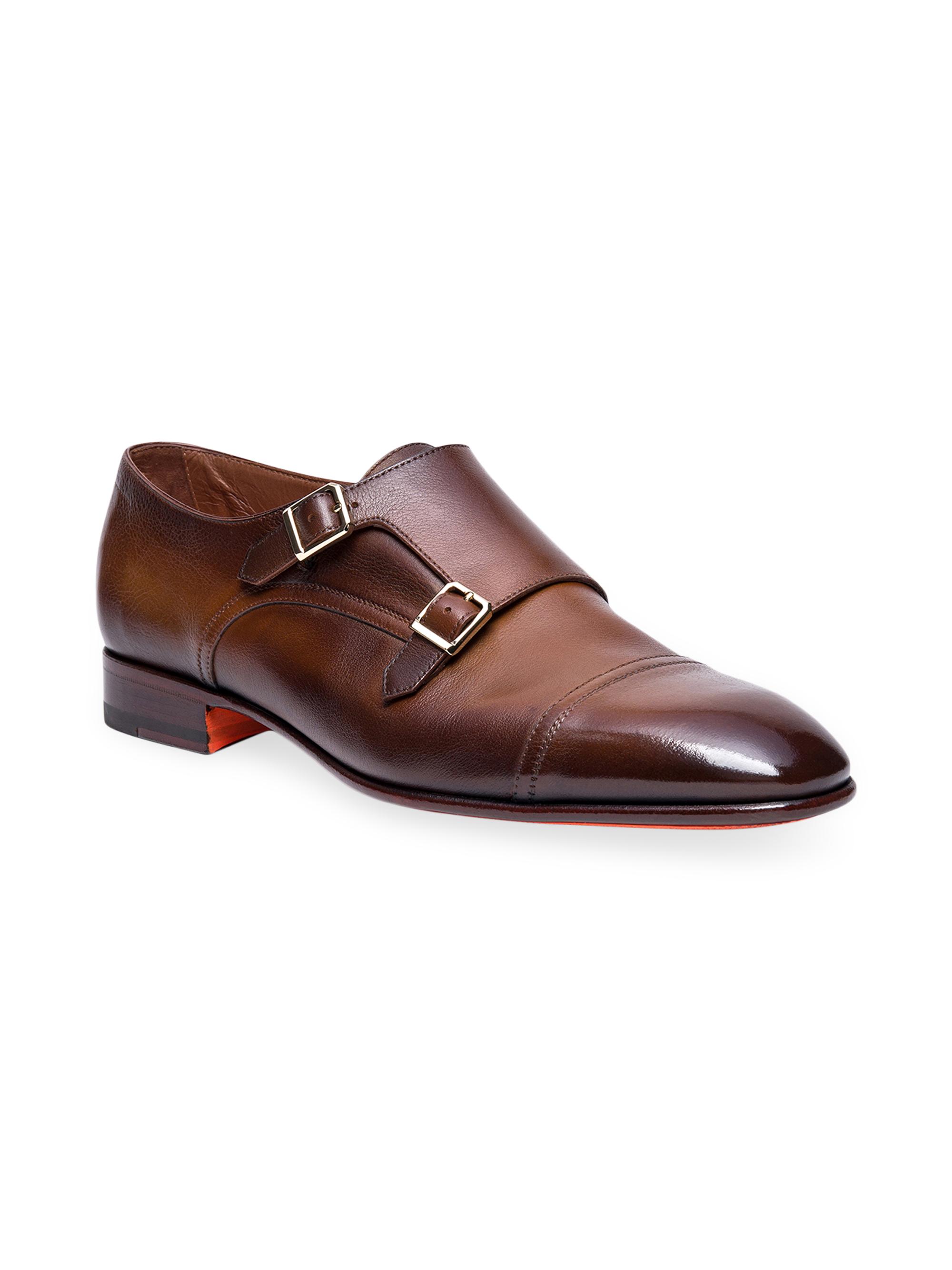 Santoni Adrian Monk-Strap Leather Dress Shoes | Saks Fifth Avenue