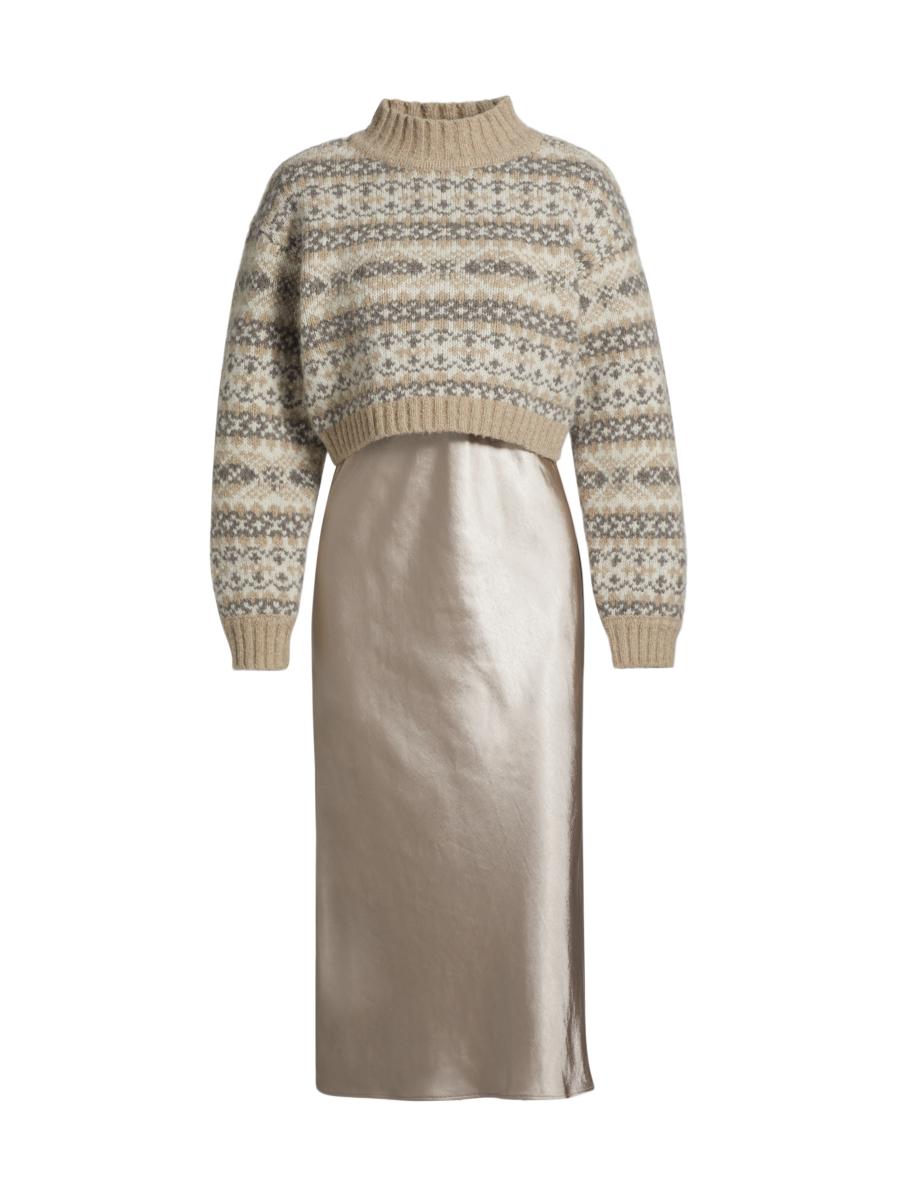 dh New York Lou Sweater & Satin Midi-Dress Set | Saks Fifth Avenue