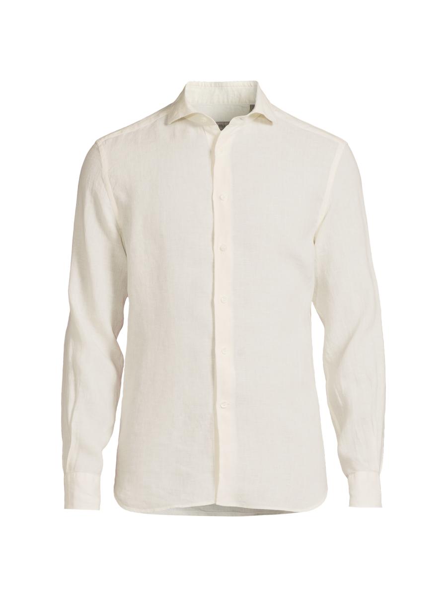 Shop Corneliani Linen Button-Front Shirt | Saks Fifth Avenue