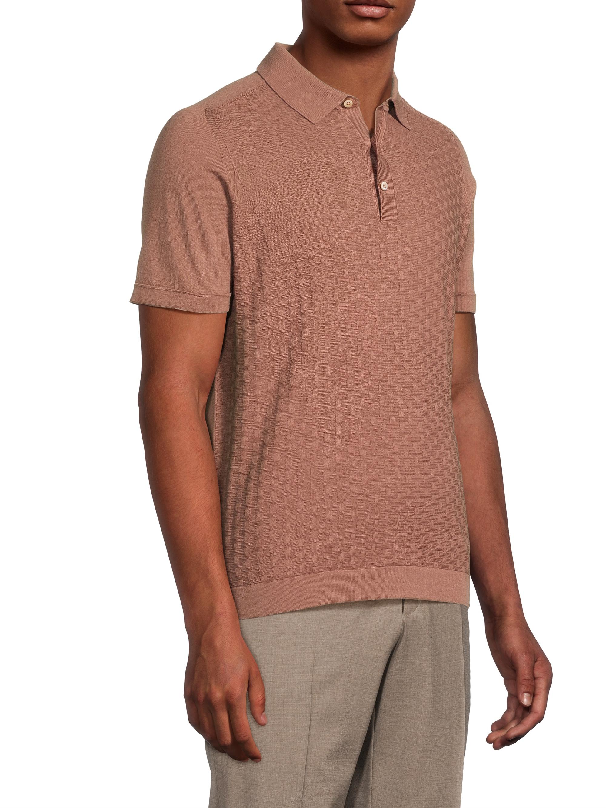 Corneliani Textured Cotton Polo Shirt | Saks Fifth Avenue