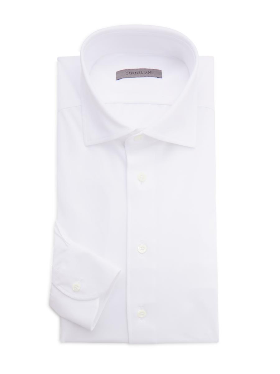 Corneliani Stretch-Fabric Button-Front Shirt | Saks Fifth Avenue