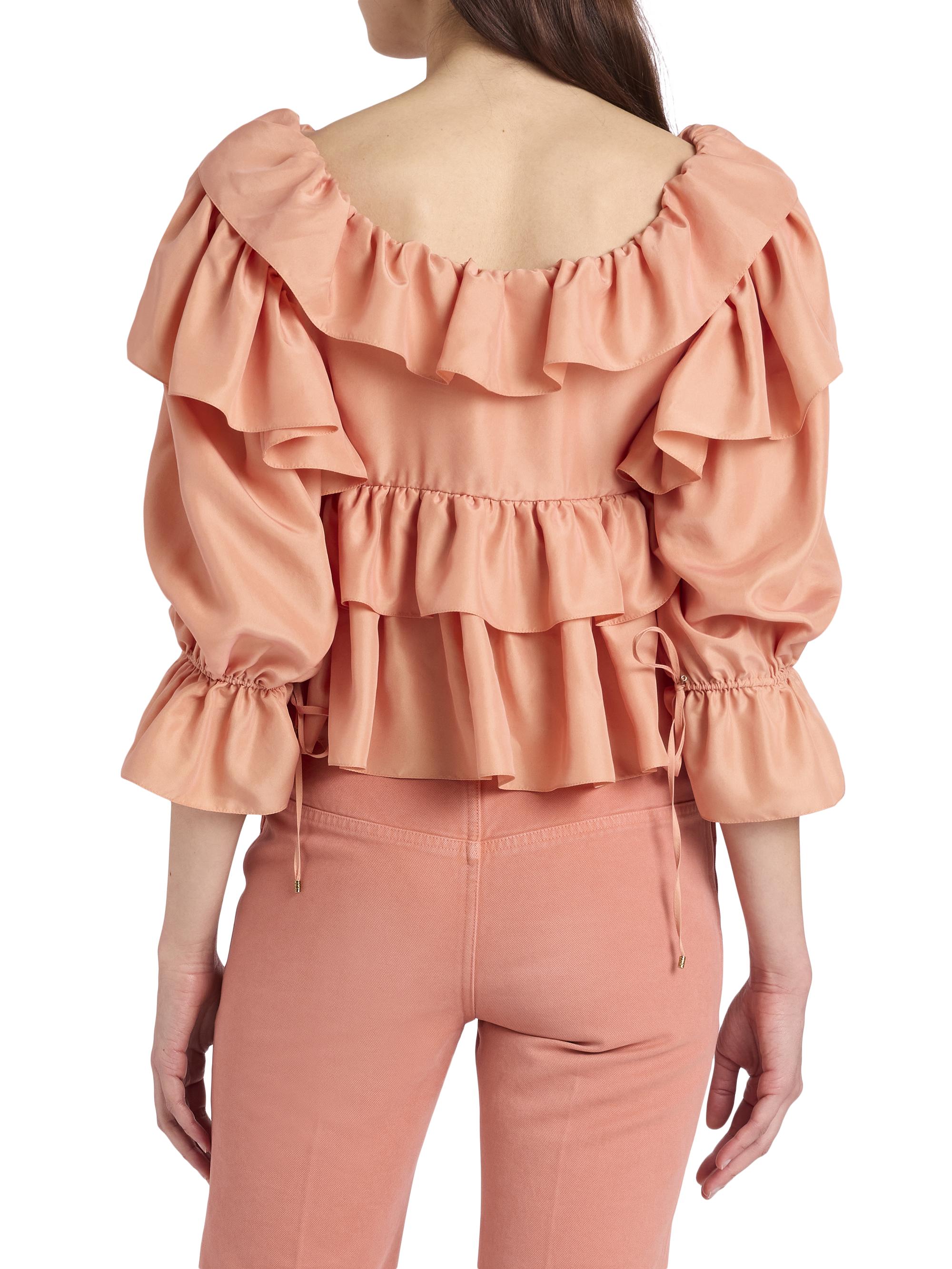 Chloé Ruffled Silk Crop Blouse | Saks Fifth Avenue