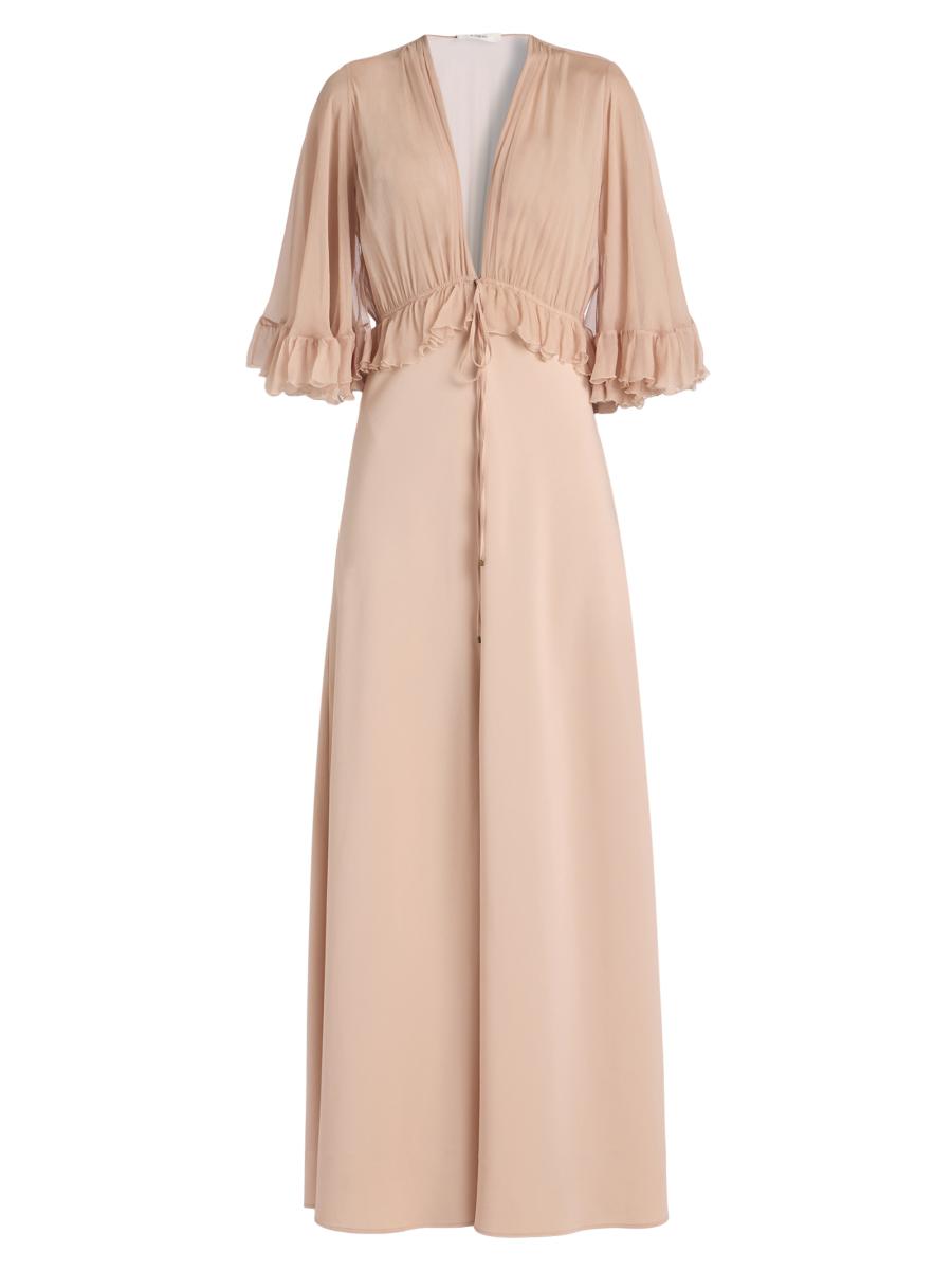 Shop Chloé Ruffled Silk V-Neck Gown | Saks Fifth Avenue