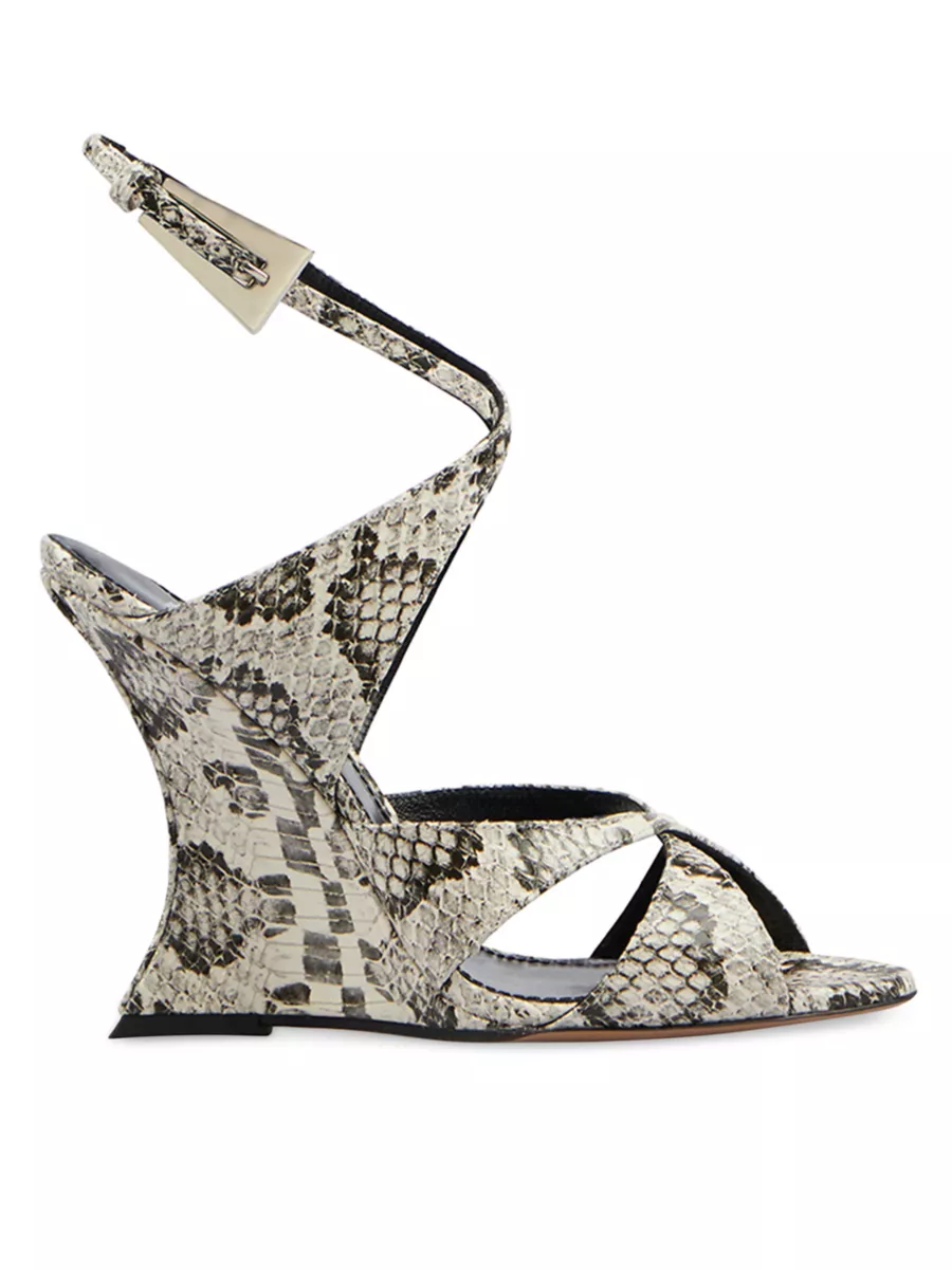 Shop Paris Texas Laila 105MM Python-Printed Leather Wedge Shop Paris Texas Laila 105MM Python-Printed Leather Wedge