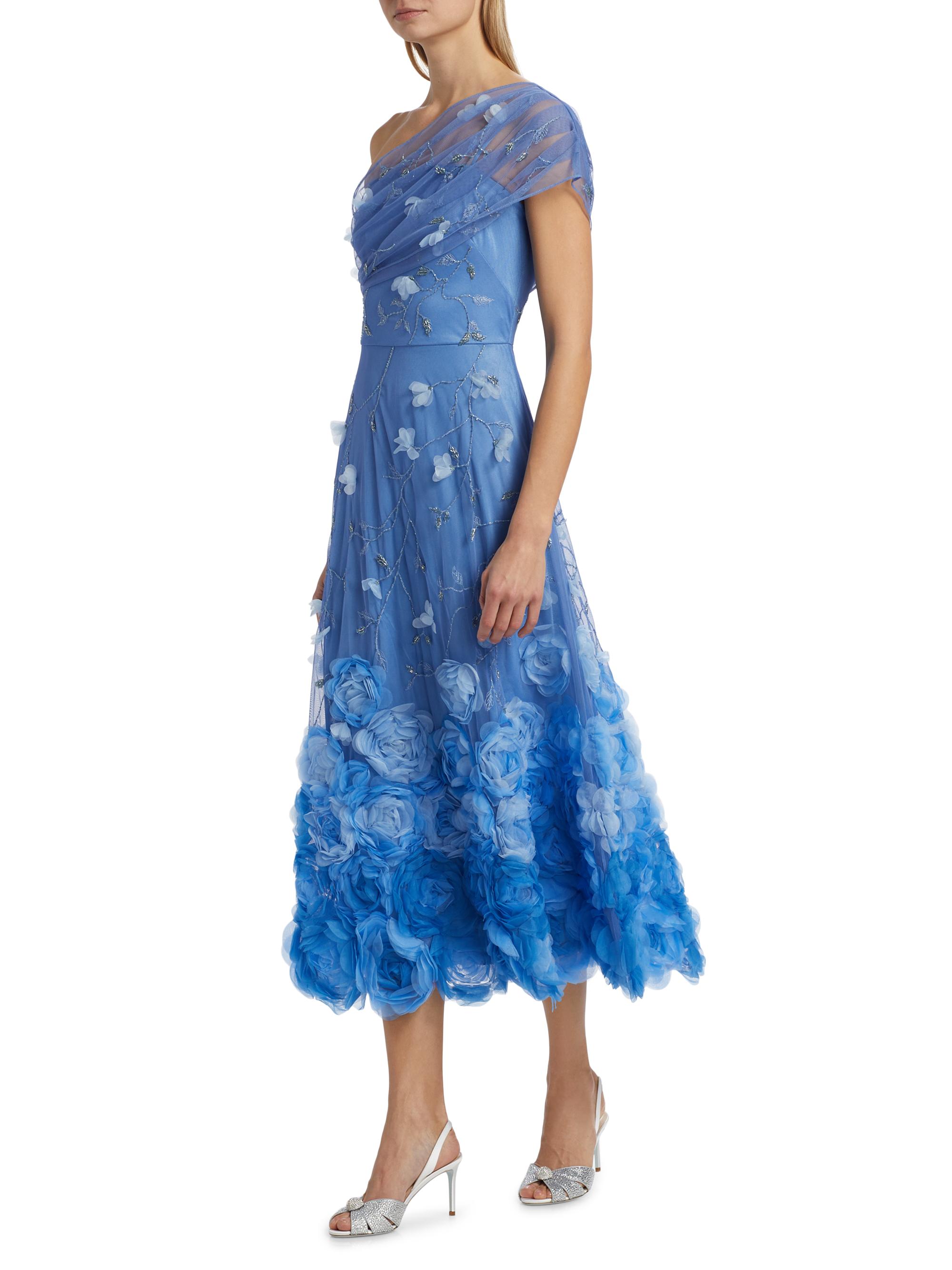 Theia Meredith Floral One-Shoulder Cocktail Dress | Saks Fifth Avenue