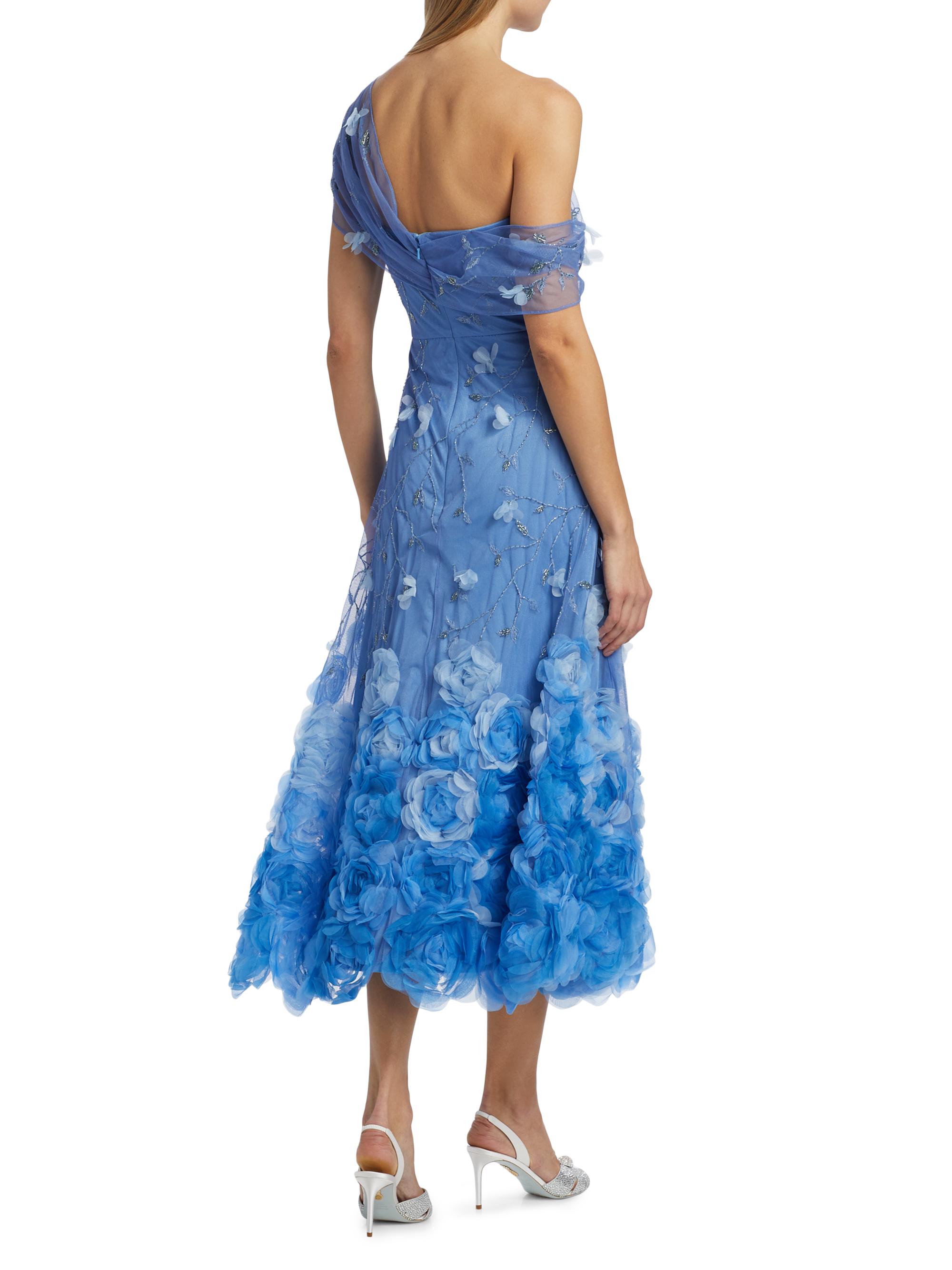 Theia Meredith Floral One-Shoulder Cocktail Dress | Saks Fifth Avenue